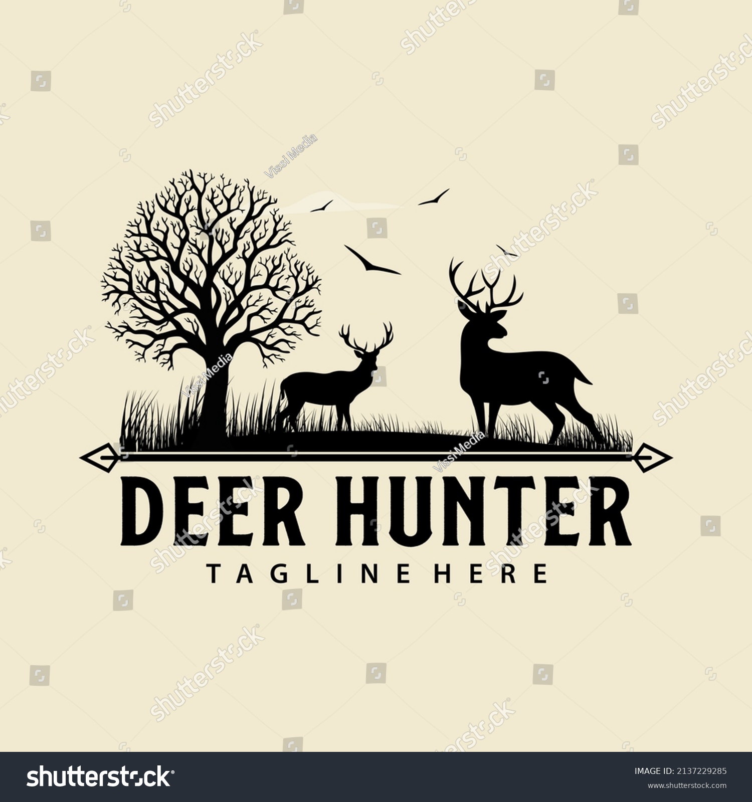 Deer Hunting Logo Design Vector Stock Vector (Royalty Free) 2137229285 ...
