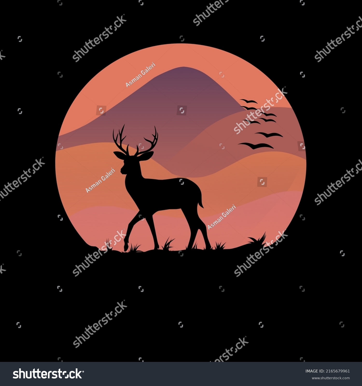 Deer Illustration Simple Flat Design Stock Vector (Royalty Free ...