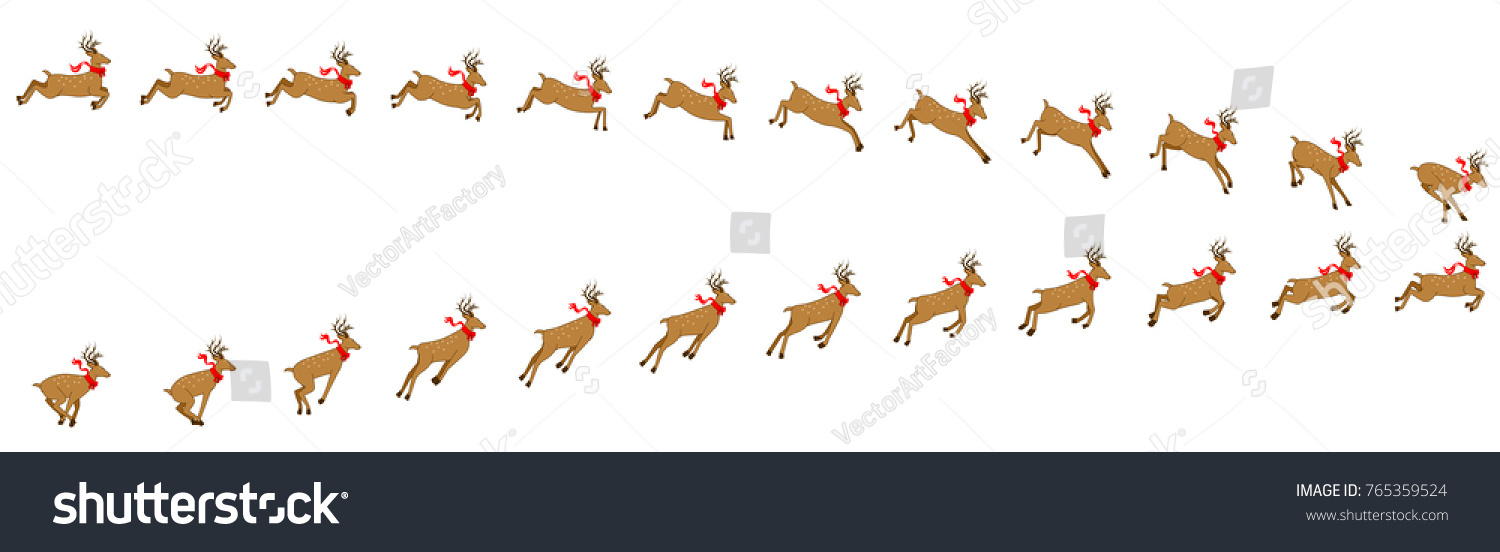 Deer Jumping Animation Sprites Sheet: เวกเตอร์สต็อก (ปลอดค่าลิขสิทธิ์ ...