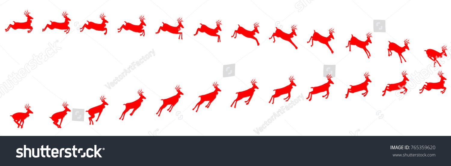 Deer Jumping Animation Sprites Sheet: vector de stock (libre de ...