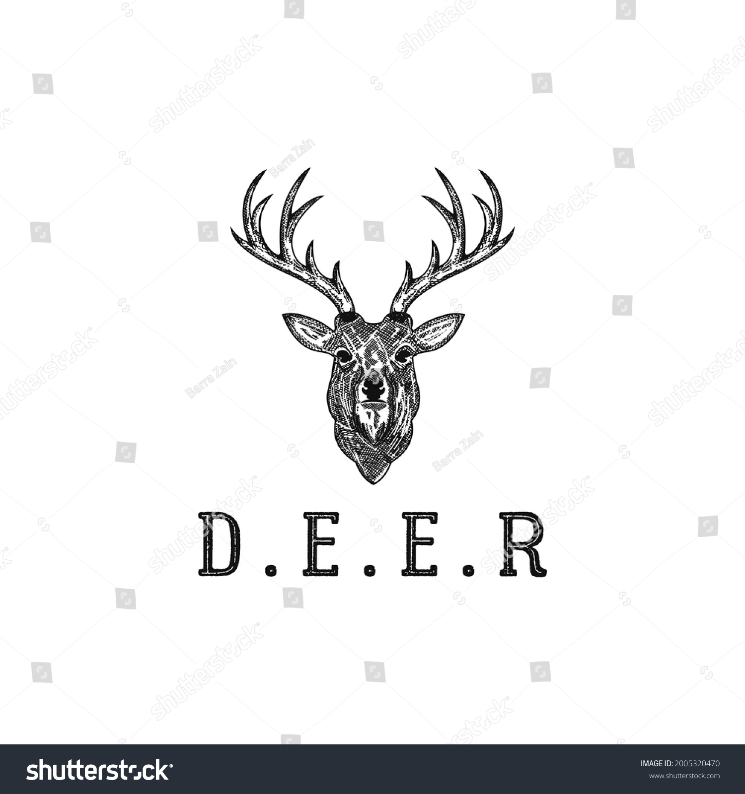Deer Logo Drawing Vector Illustration Stock Vector (Royalty Free ...