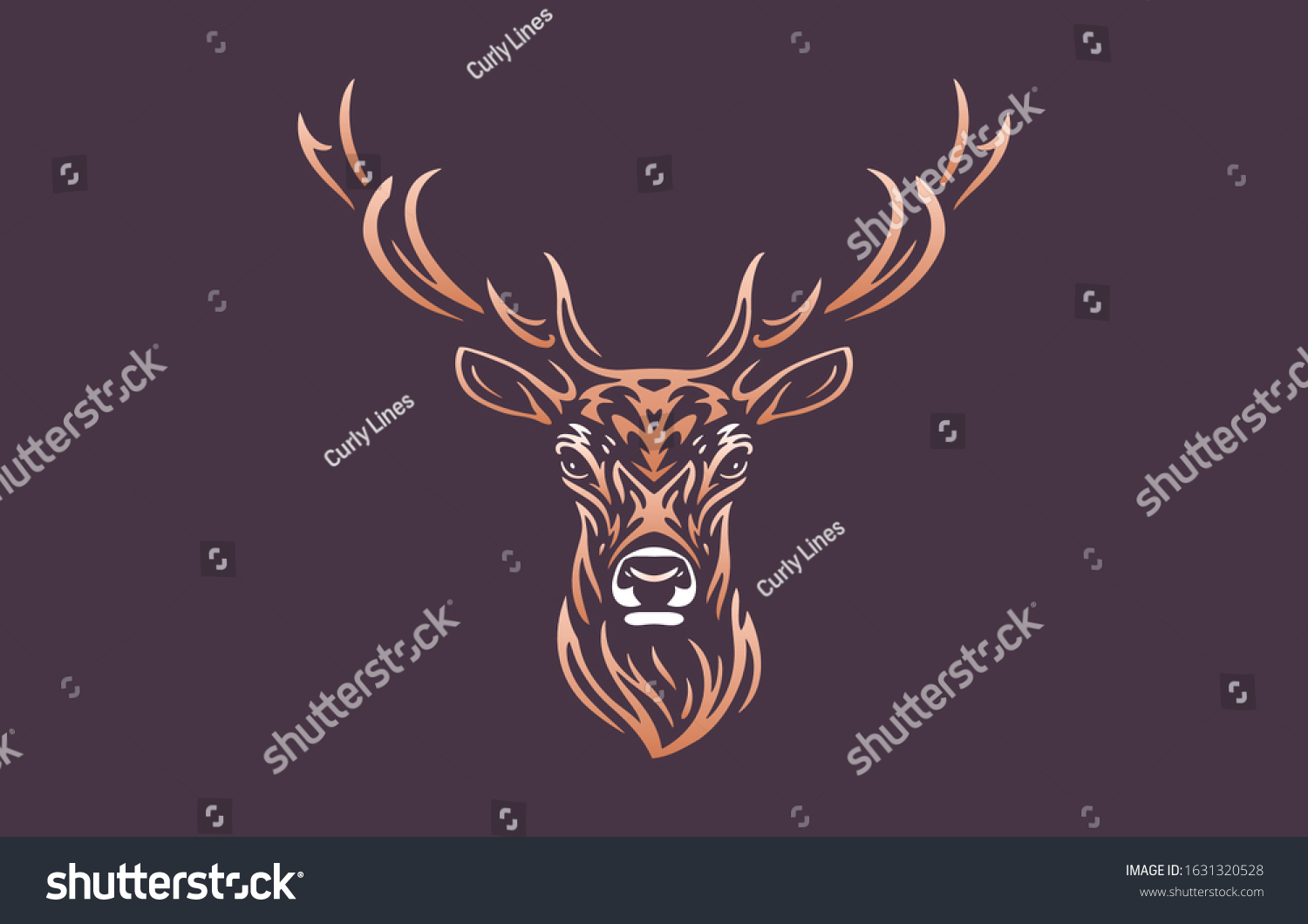 Deer Logo On Dark Background Stock Vector (Royalty Free) 1631320528