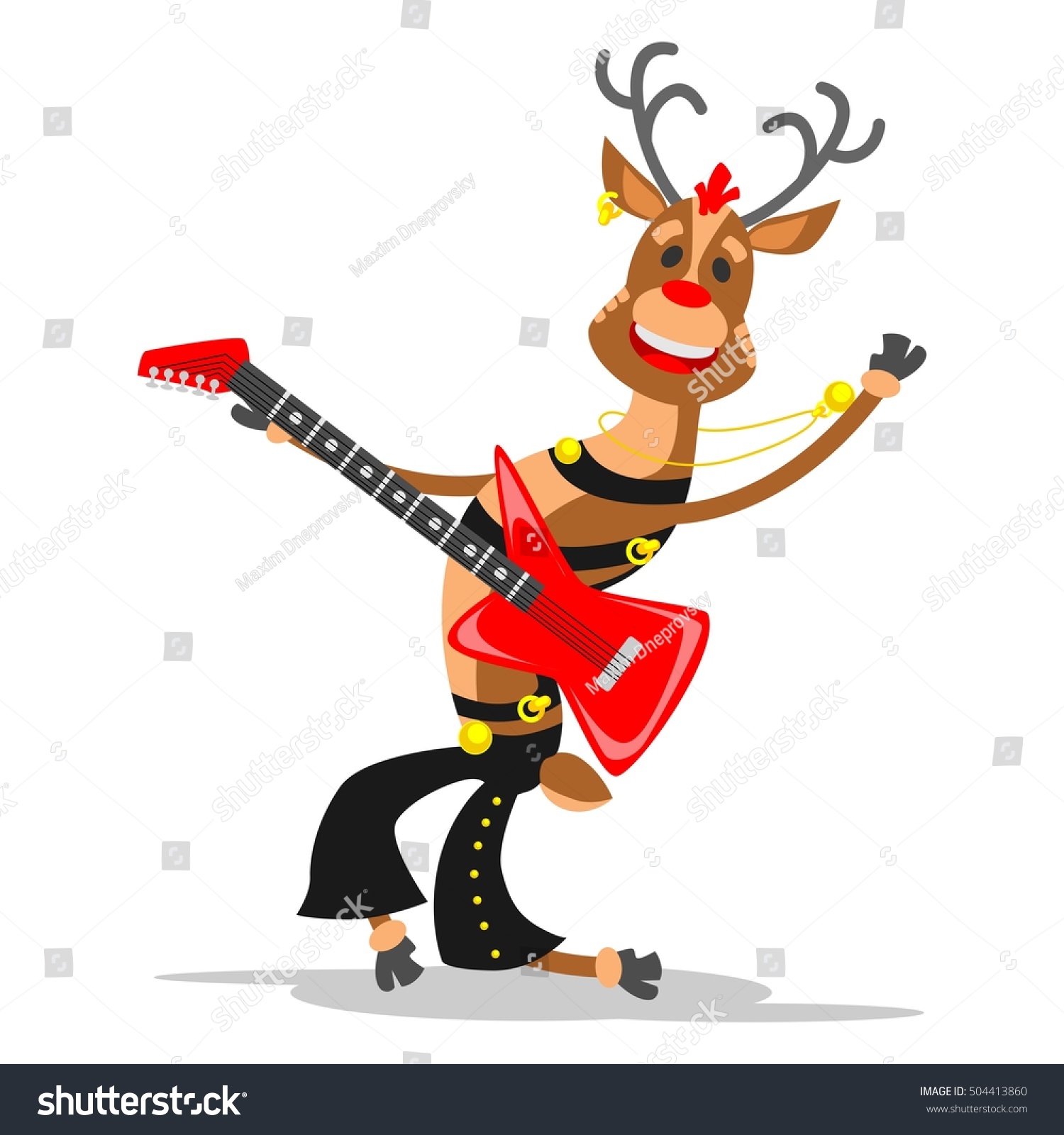 Deer Playing Guitar Stock Vector 504413860 - Shutterstock