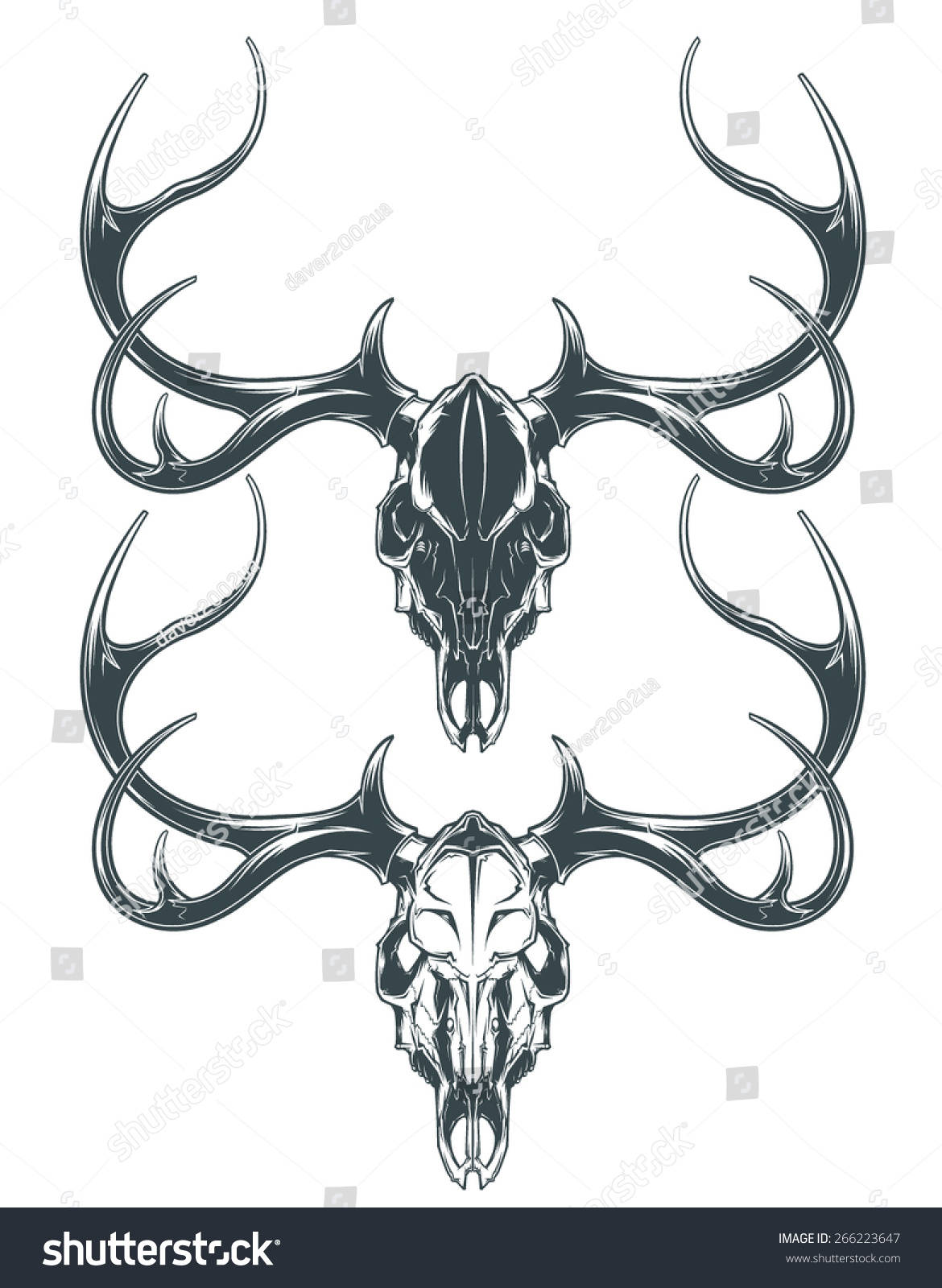 Deer Skull Stock Vector 266223647 - Shutterstock