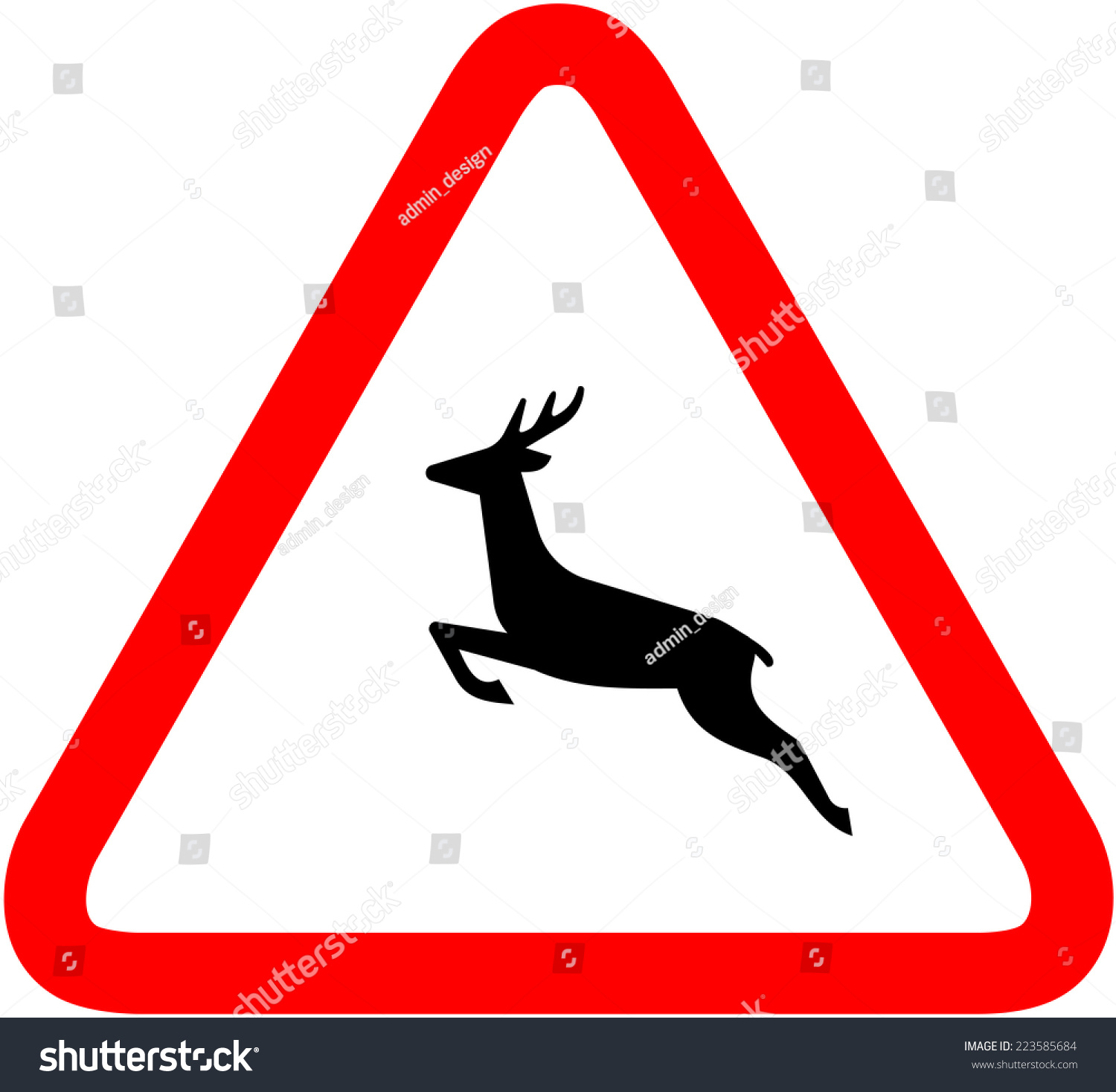 Deer Warning Sign Stock Vector (Royalty Free) 223585684
