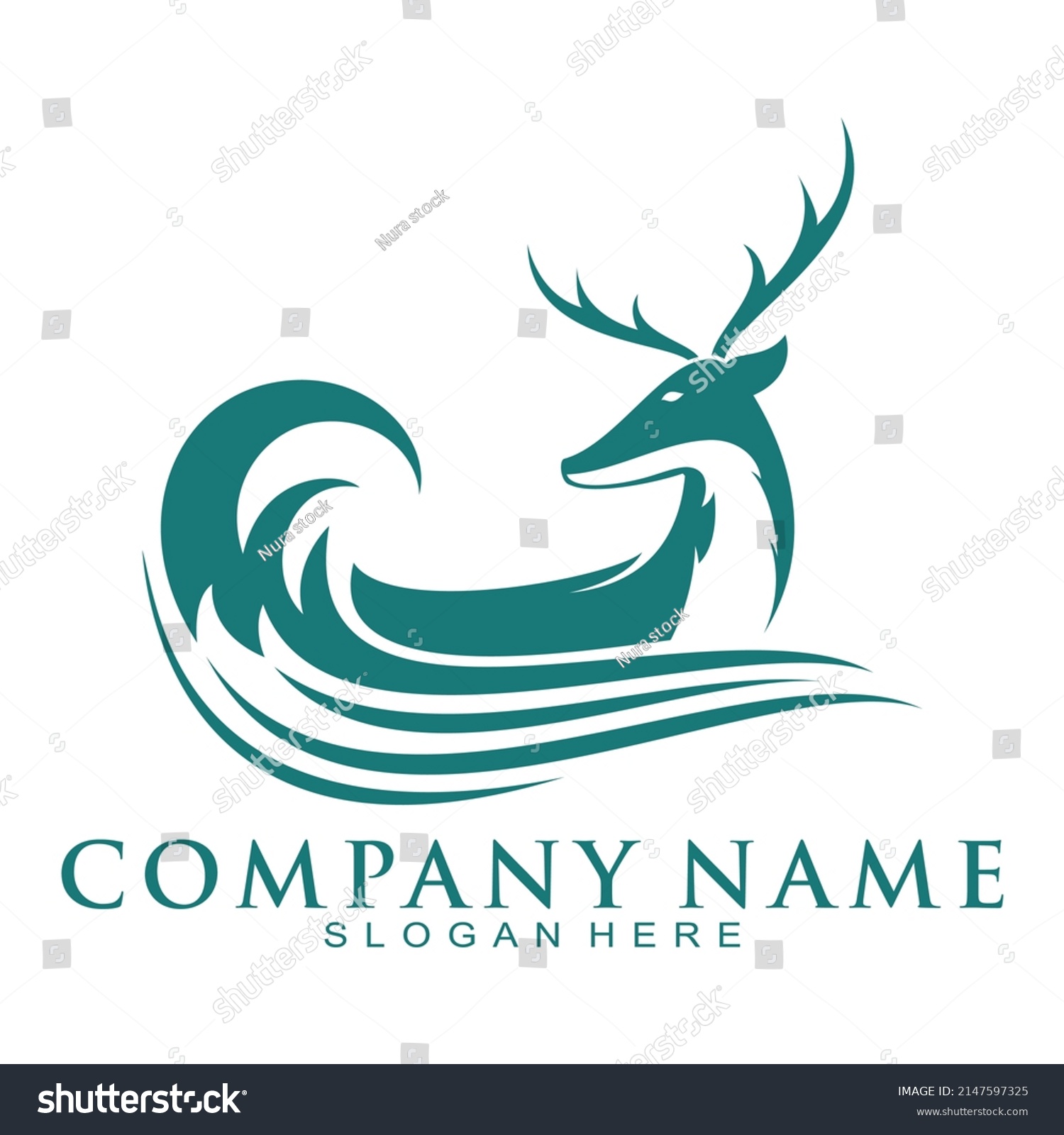 Deer Wave Illustration Vector Logo Stock Vector (Royalty Free ...