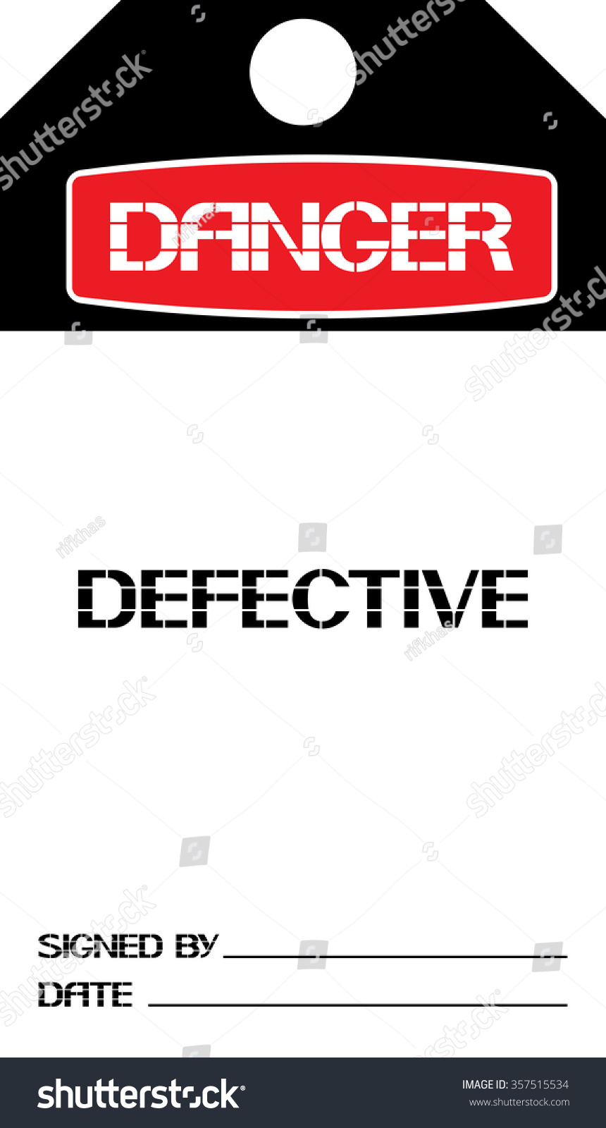 Defective the Label Danger Text Version: vector de stock (libre de ...