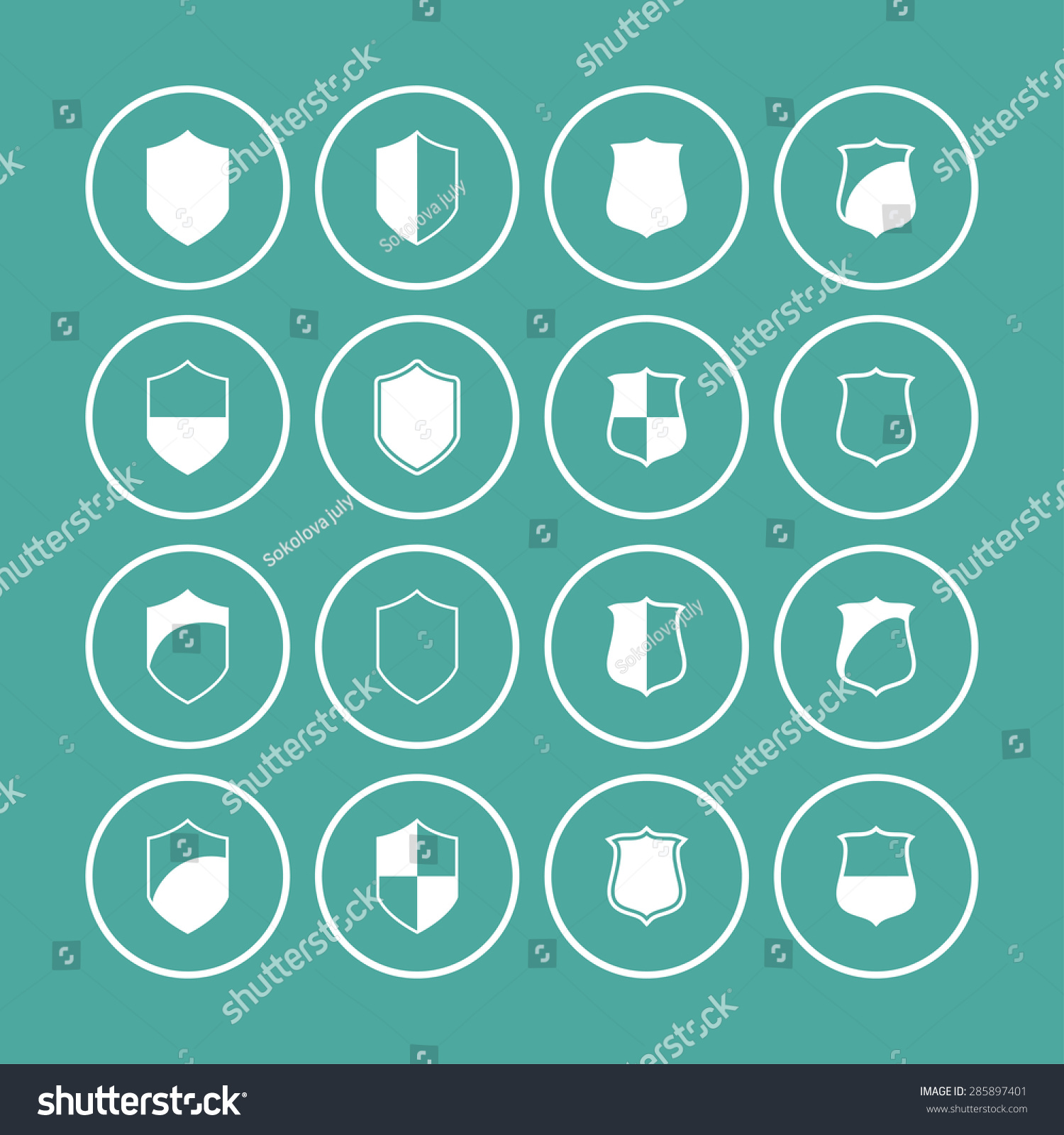 Defense Shield Protection Icon Set Stock Vector (Royalty Free ...