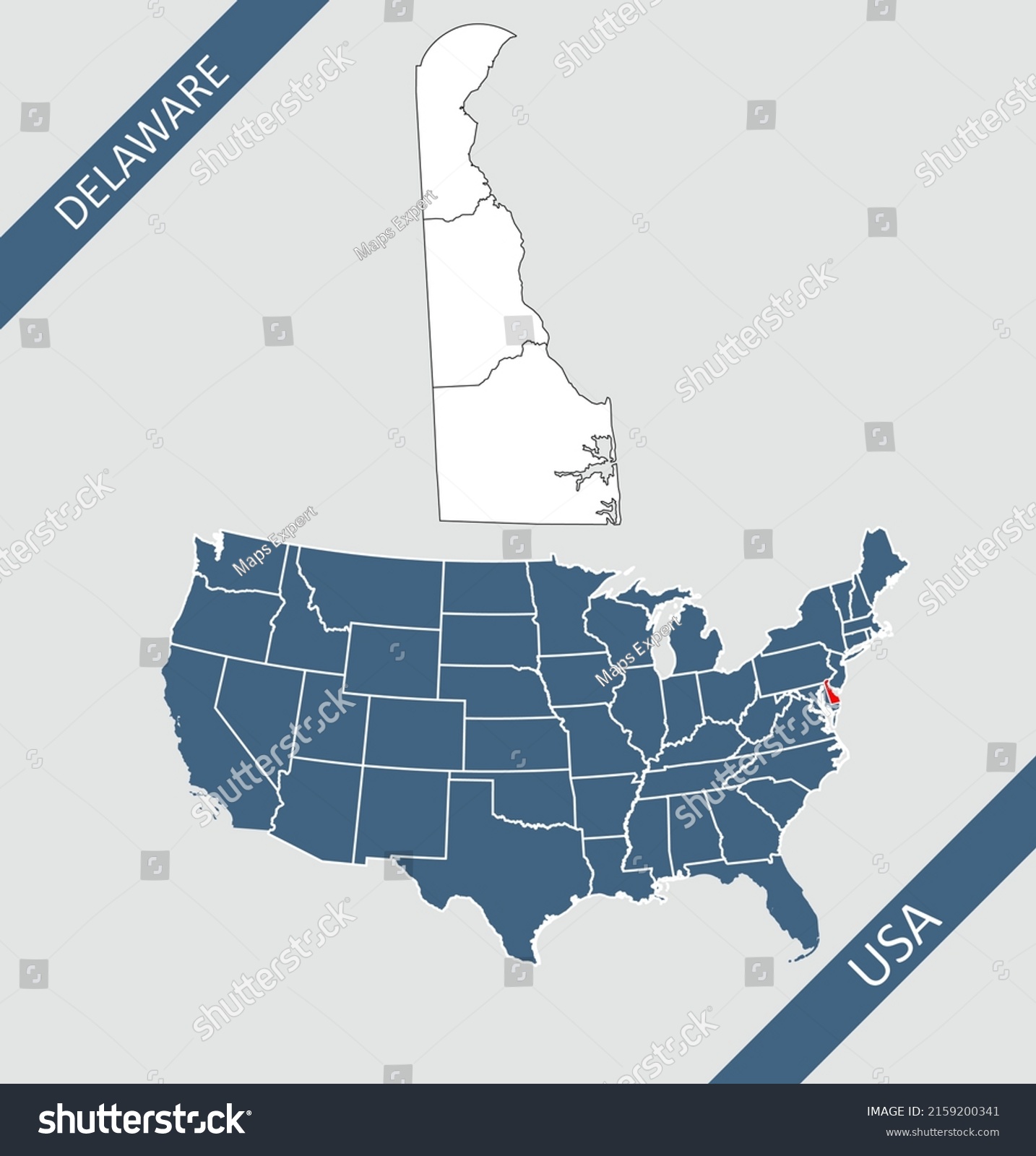 Delaware County On Usa Map Stock Vector (Royalty Free) 2159200341 ...