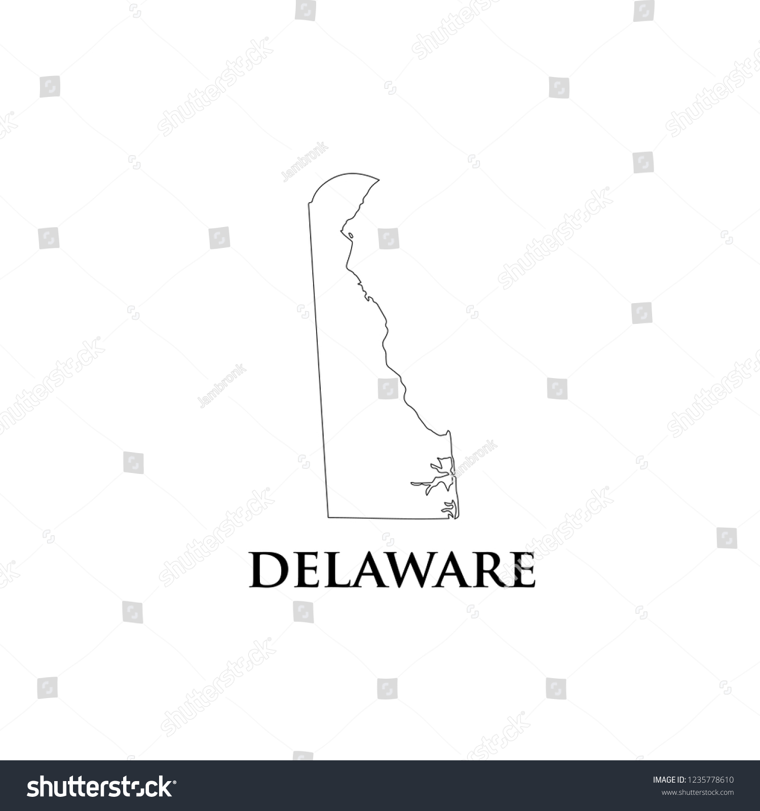 Delaware Map Icon Vector Stock Vector (Royalty Free) 1235778610