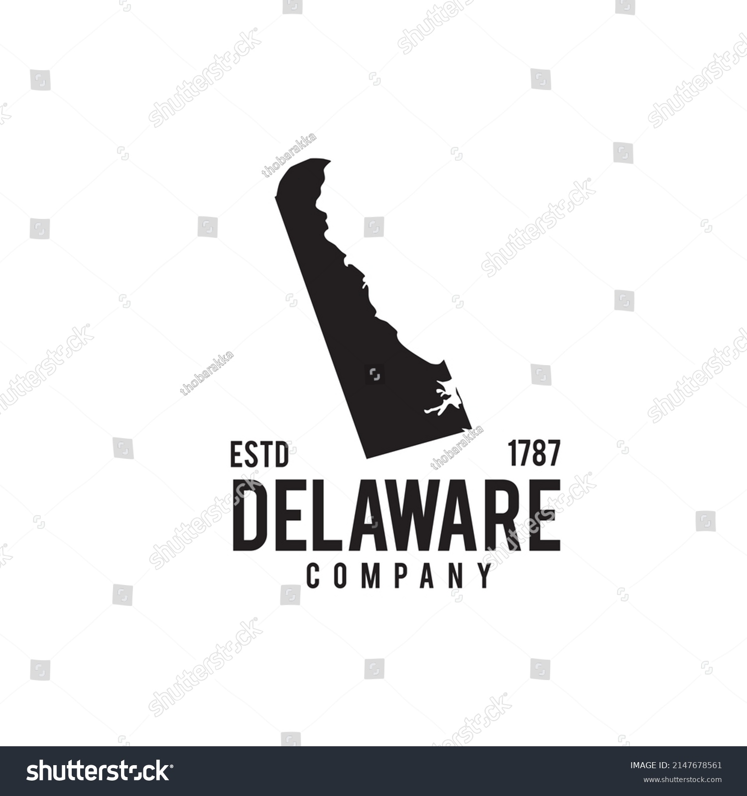 Delaware State Map Outline Vector Logo Stock Vector (Royalty Free ...