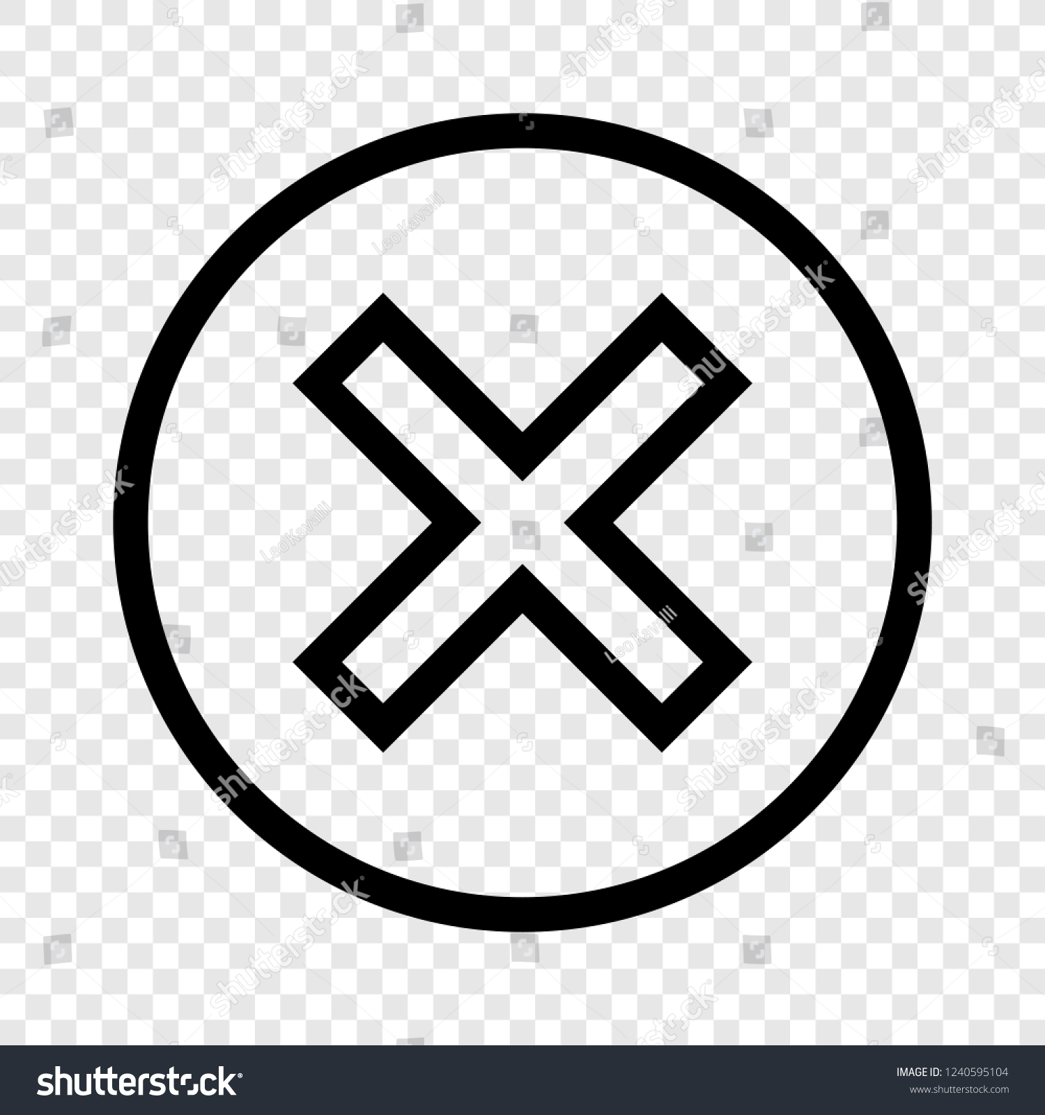 Delete Cross Icon Transparent Grid Stock Vector (Royalty Free) 1240595104