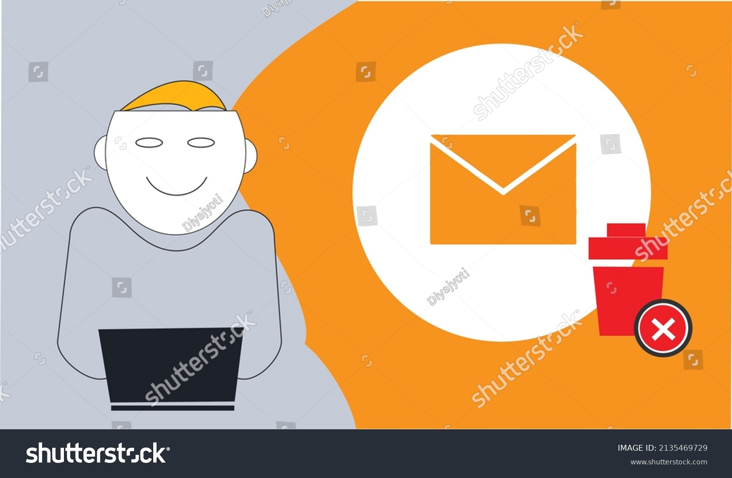 Delete Email Icon Cartoon Design Stock Vector (Royalty Free) 2135469729 ...