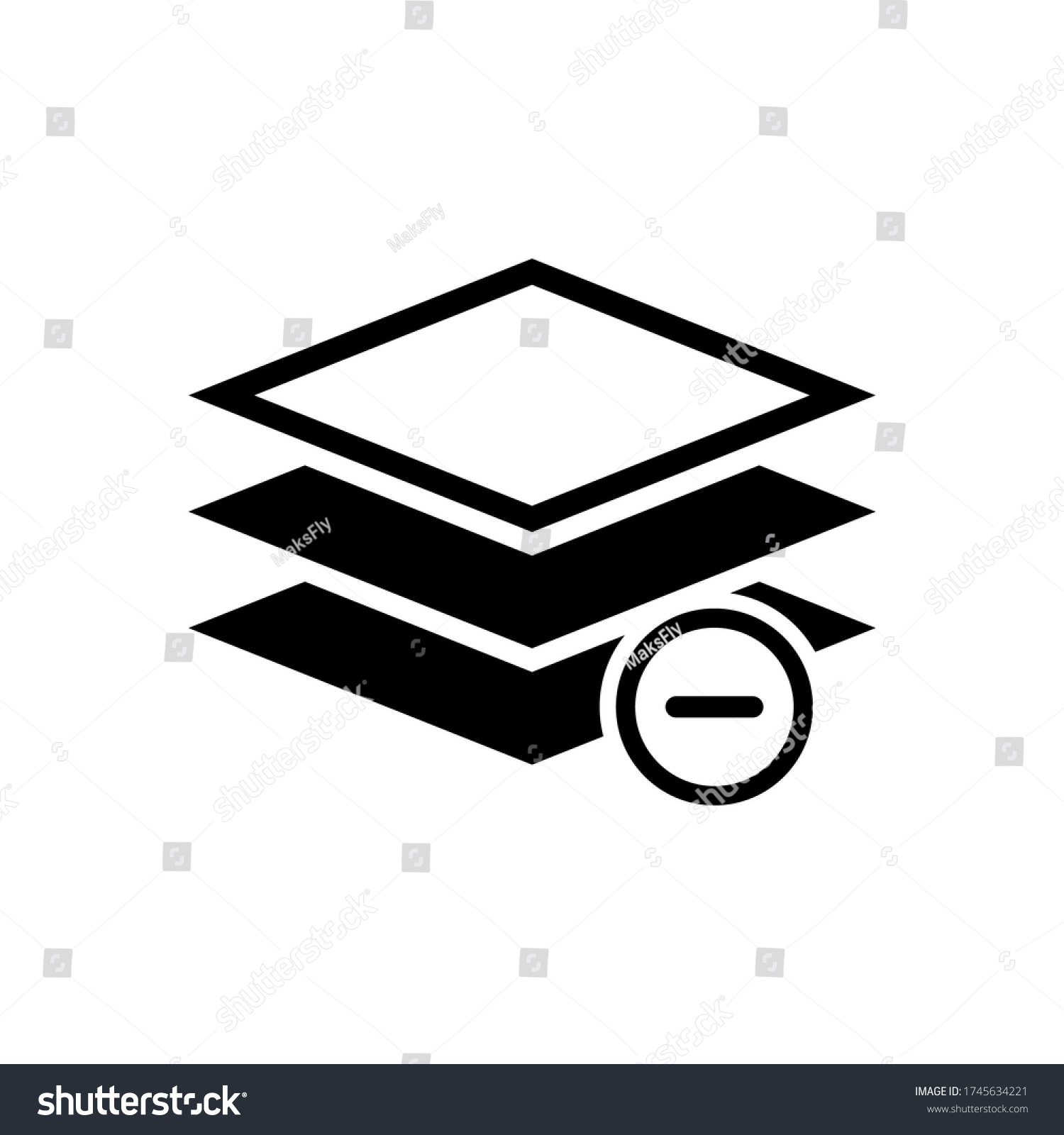 Delete Layer Icon Plan Sign Design Stock Vector (Royalty Free) 1745634221