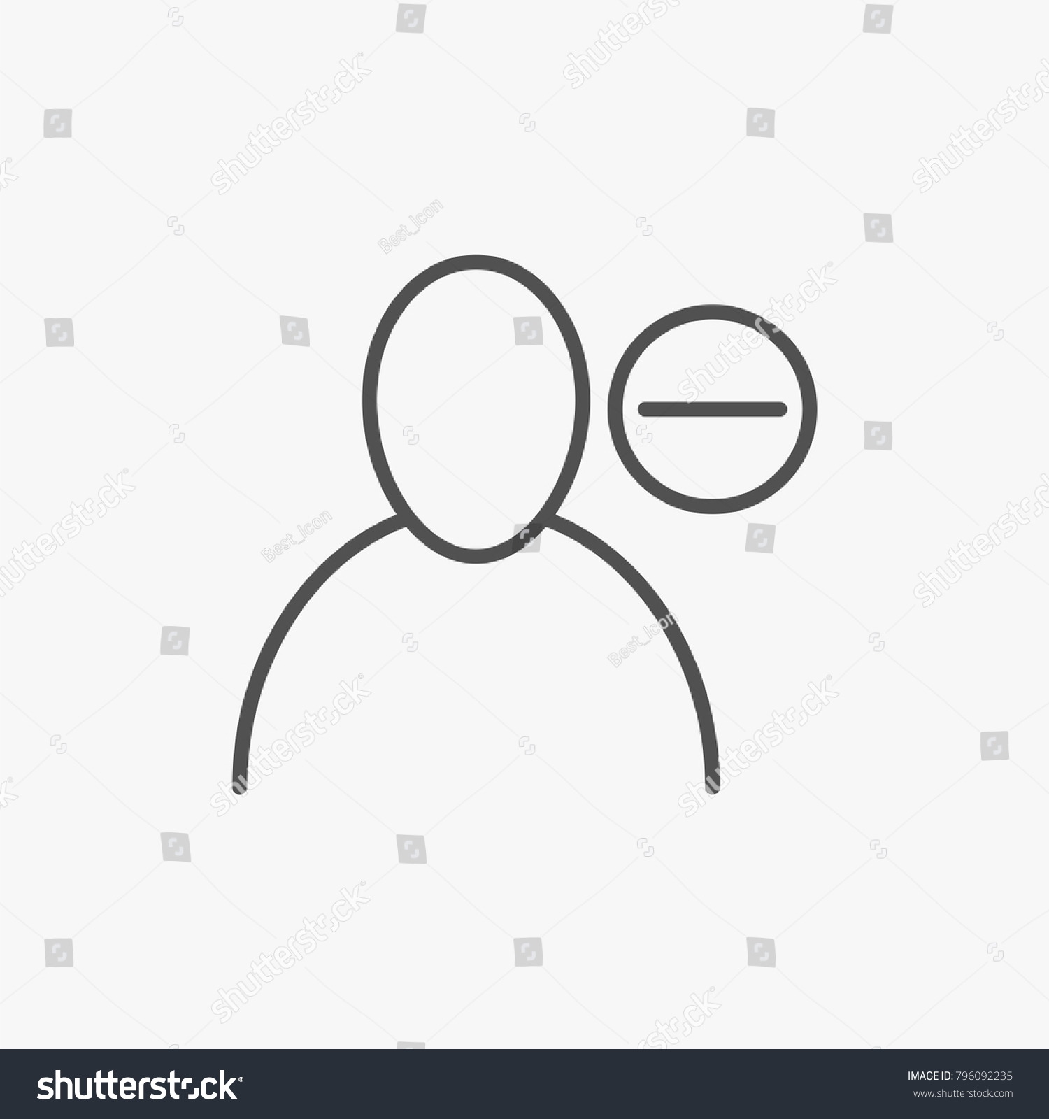 Delete User Outline Icon On White Stock Vector (Royalty Free) 796092235