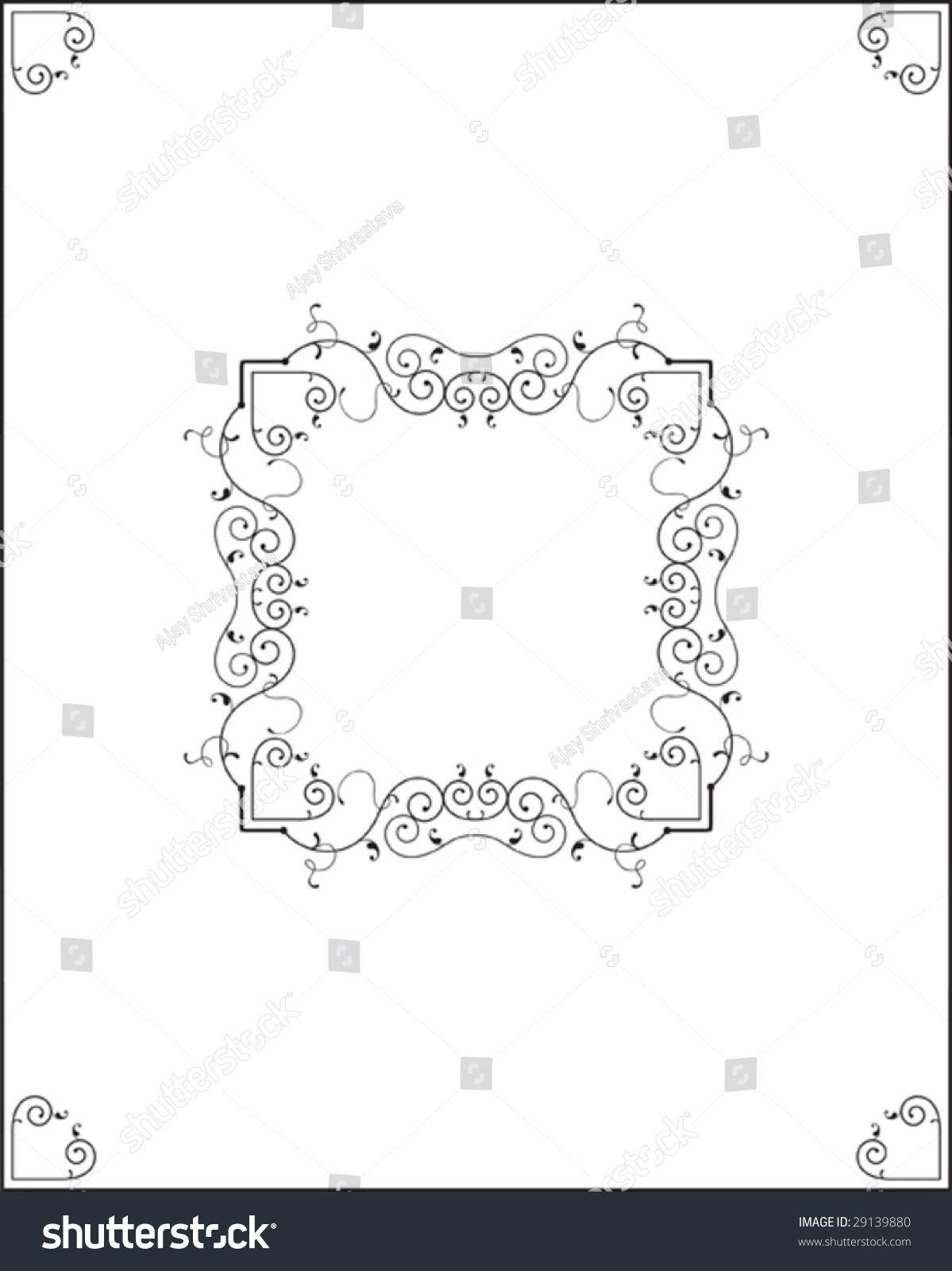 Delicate Border Frame Design Center Piece Stock Vector (Royalty Free ...