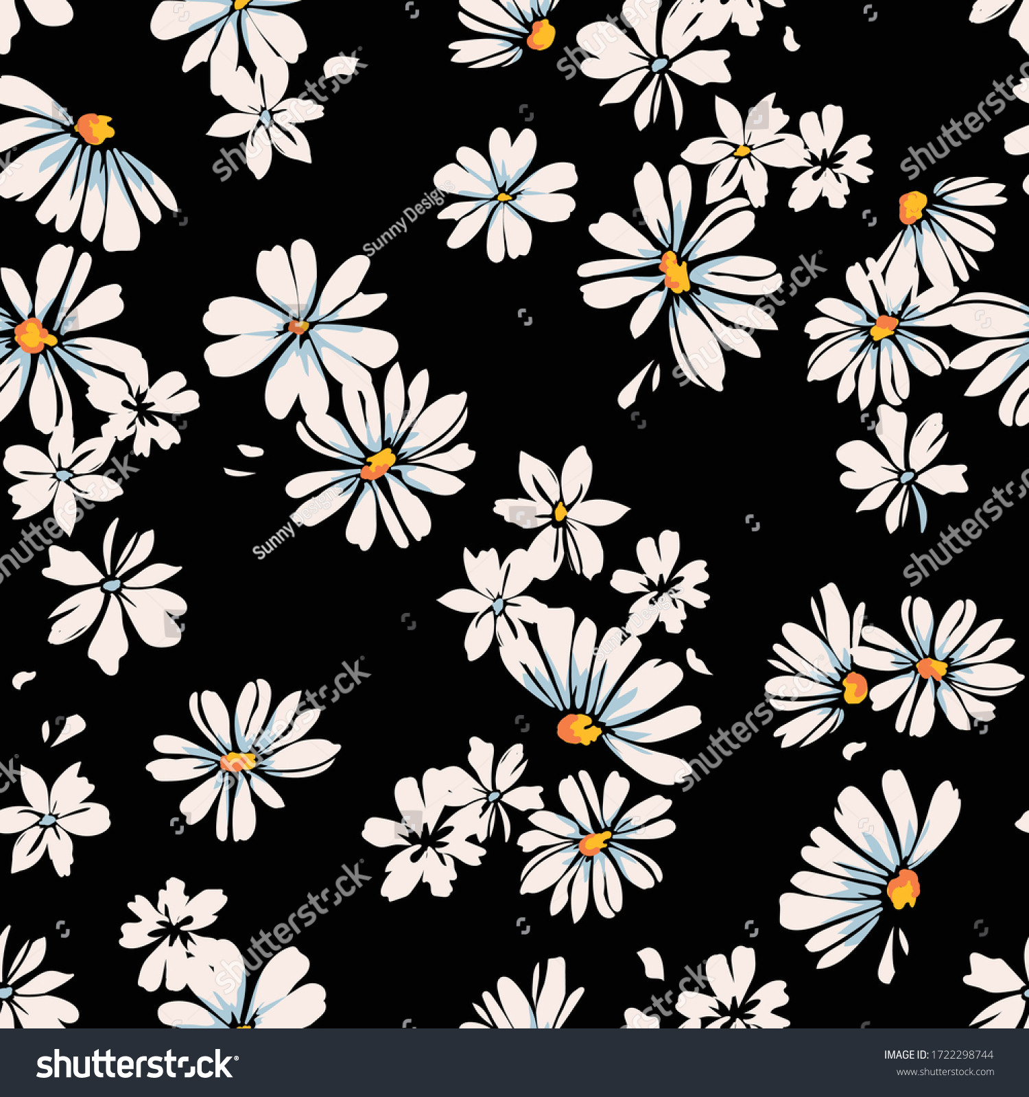 Delicate Daisy Print Seamless Vector Background Stock Vector (Royalty ...