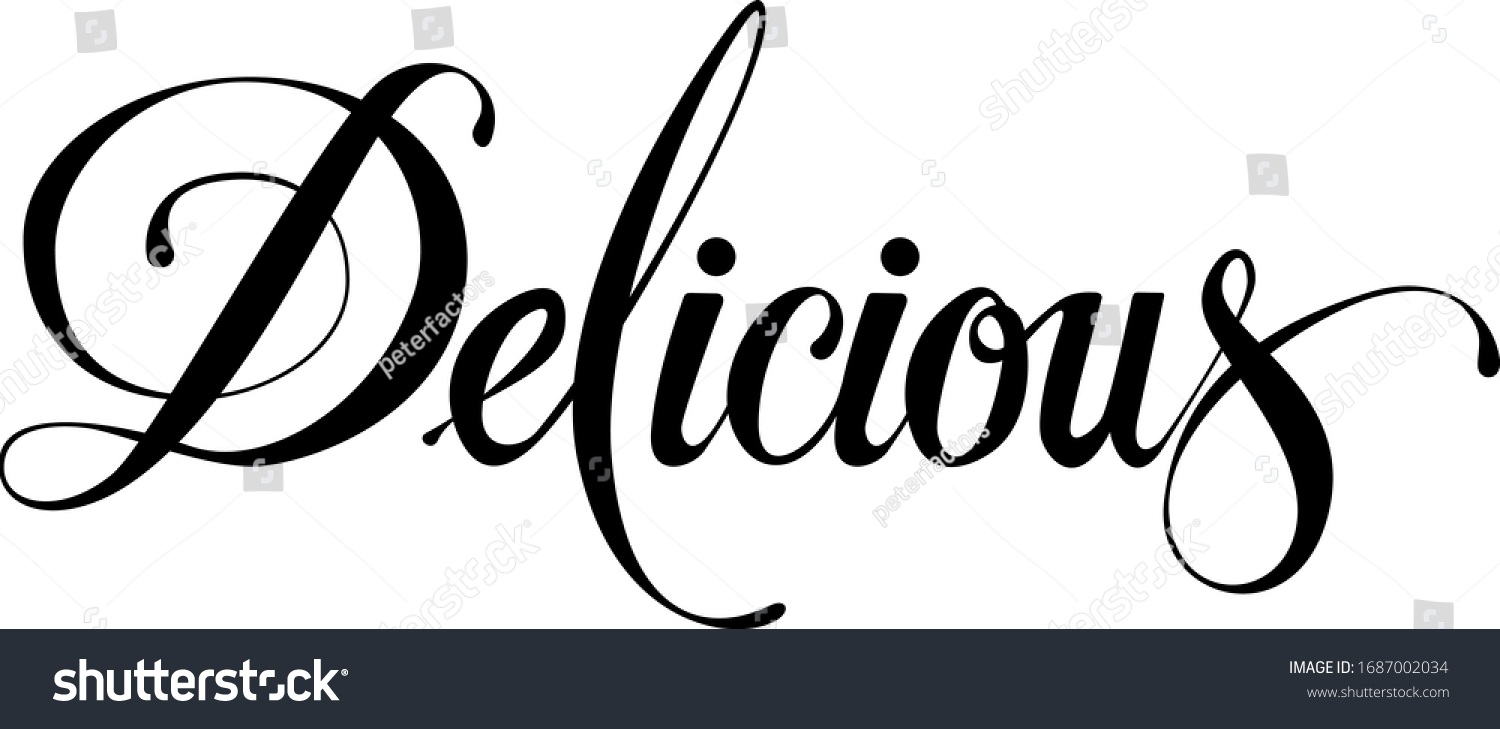 Vektor Stok Delicious Custom Calligraphy Text (Tanpa Royalti ...