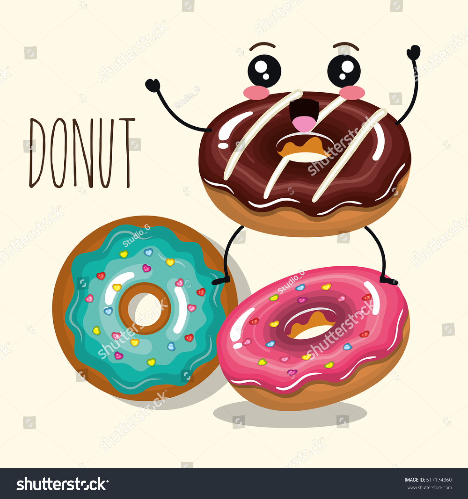 Delicious Donut Comic Character Stock Vector (Royalty Free) 517174360 ...
