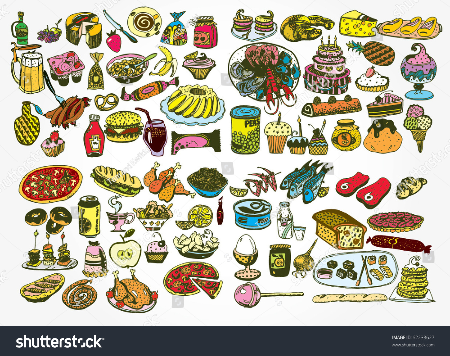 Delicious Food Vector Collection Stock Vector (Royalty Free) 62233627