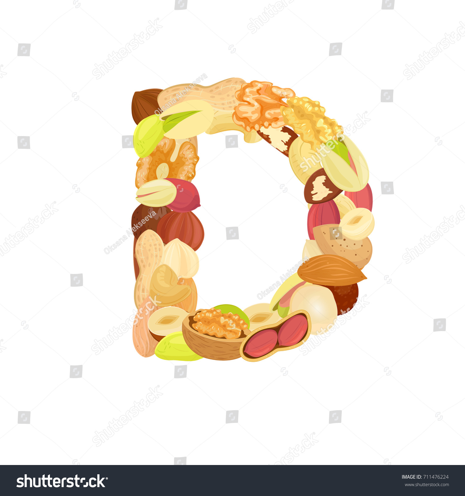 Delicious Letter Made Different Nuts D Stock Vector (Royalty Free ...