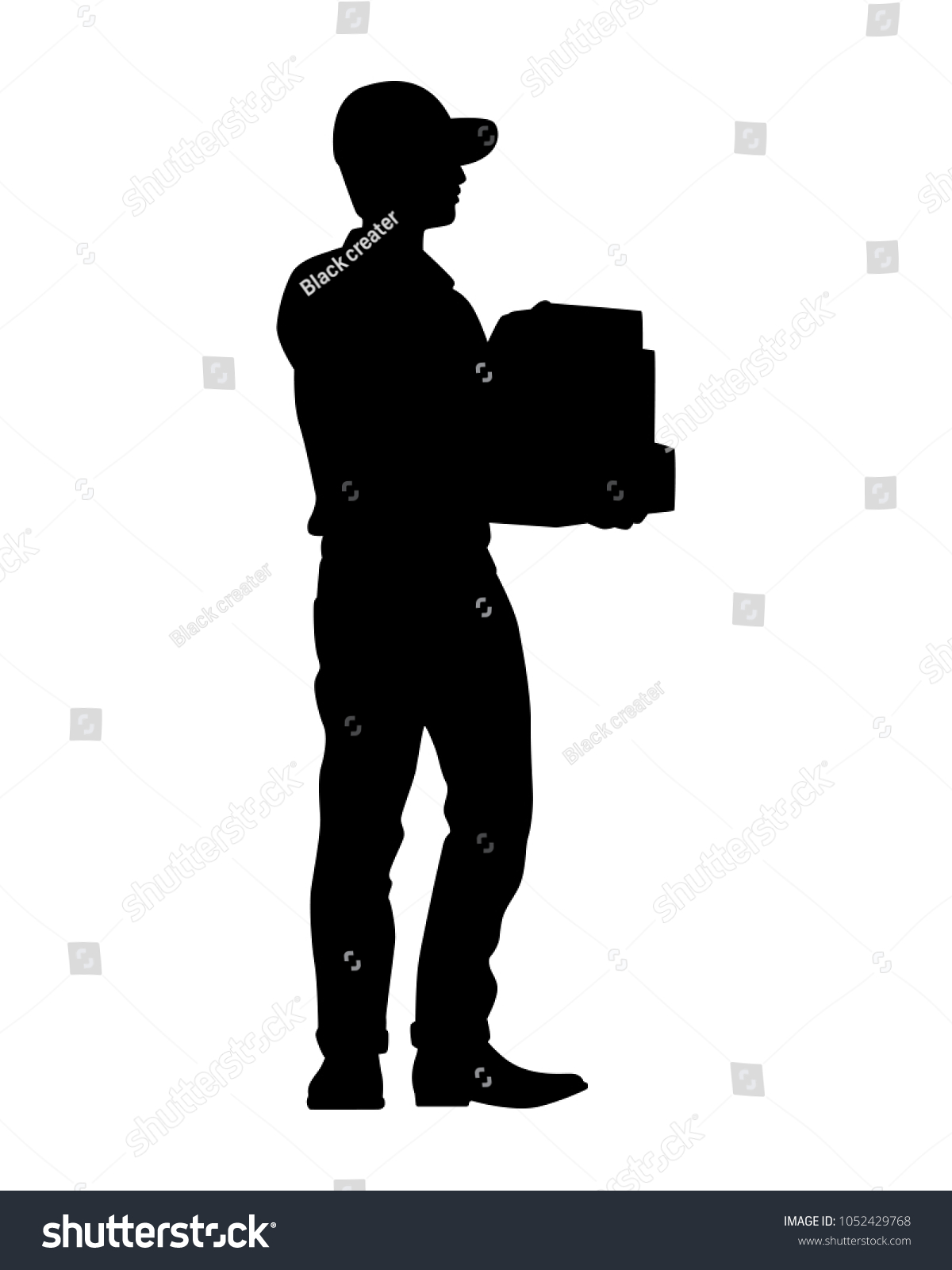 Delivery Man Silhouette Vector Stock Vector (Royalty Free) 1052429768 ...