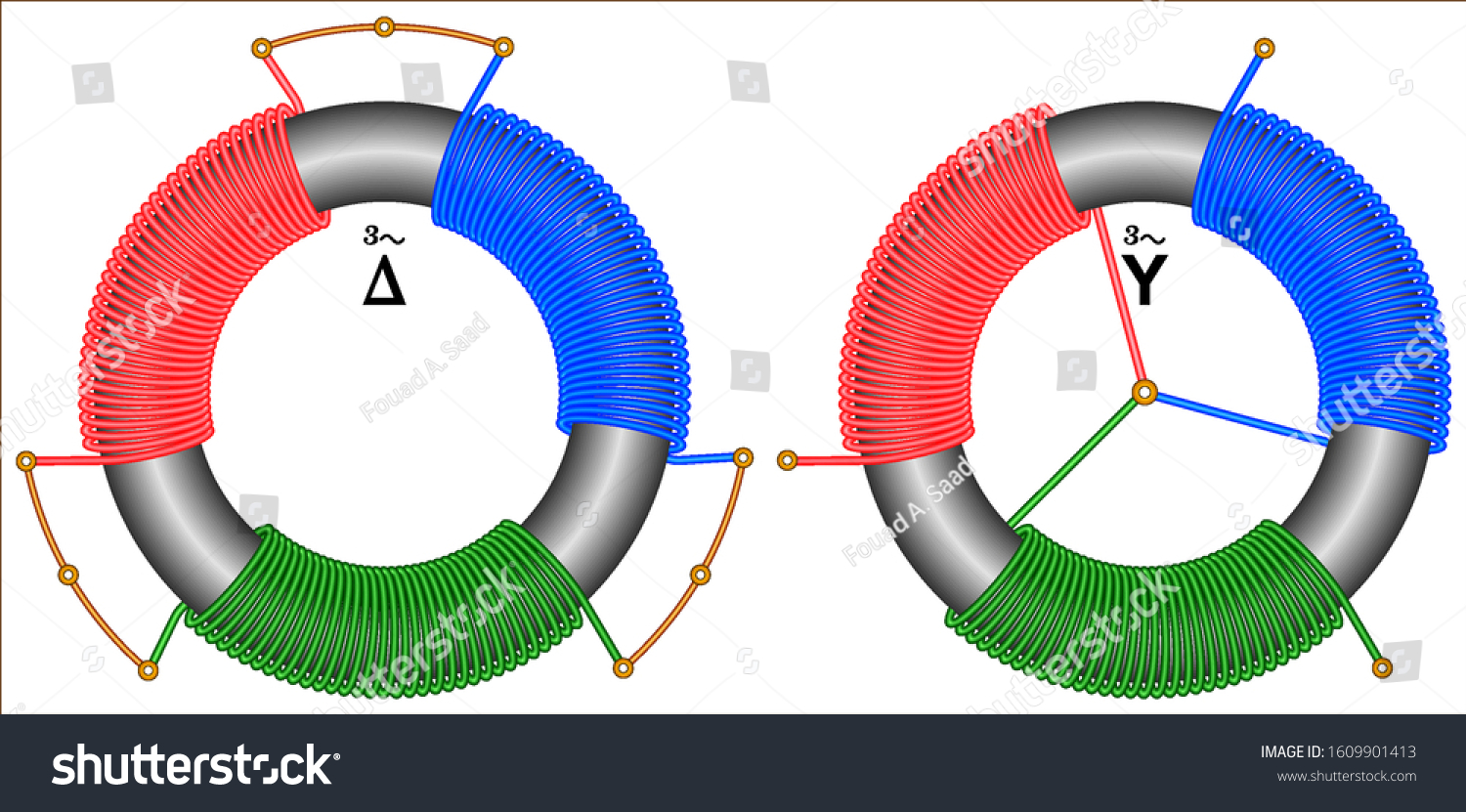 Delta Star Three Phase Toroidal Transformer Stock Vector (Royalty Free ...