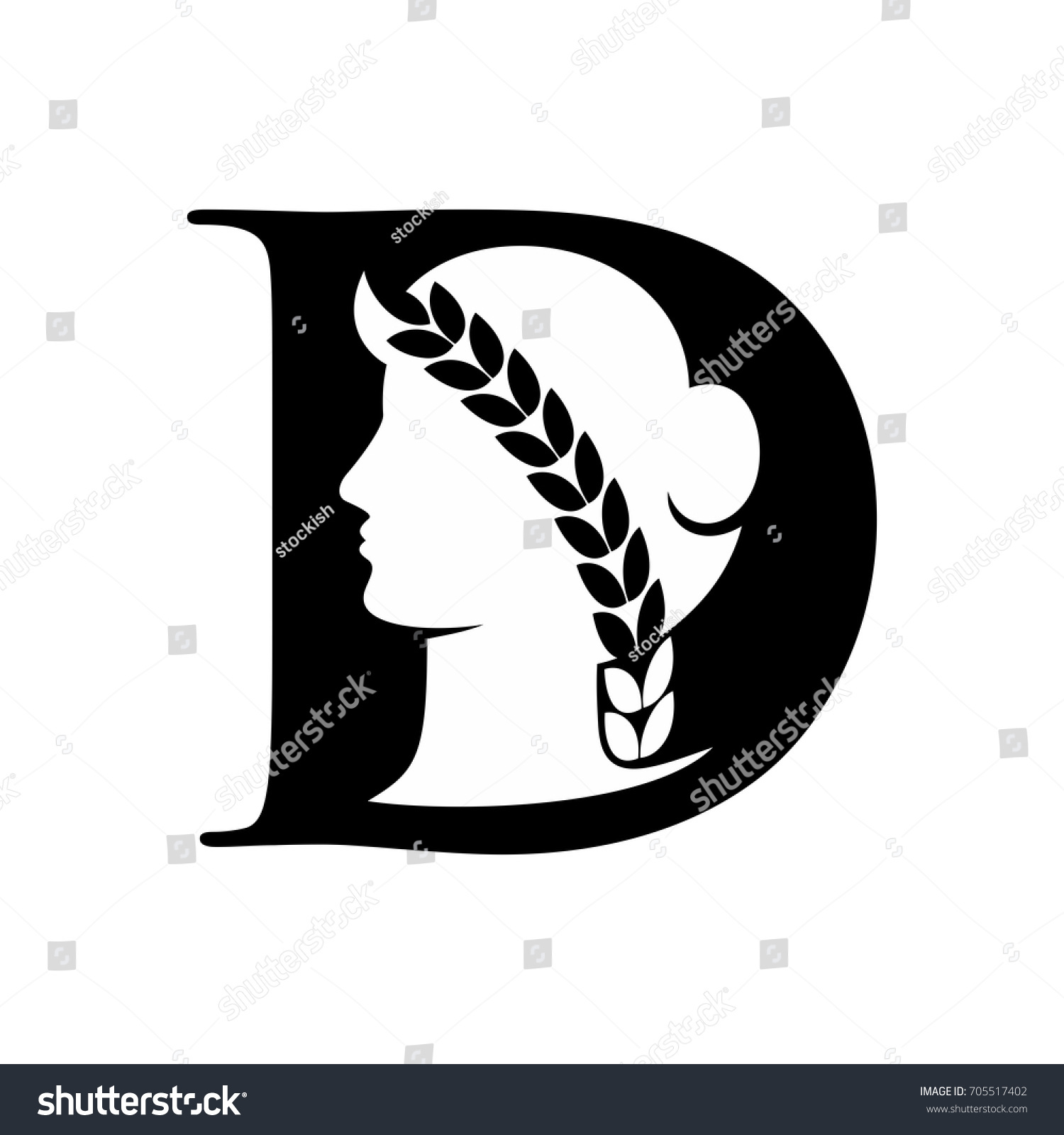 Demeter Vector Logo Silhouette Vector Letter 库存矢量图（免版税）705517402 ...