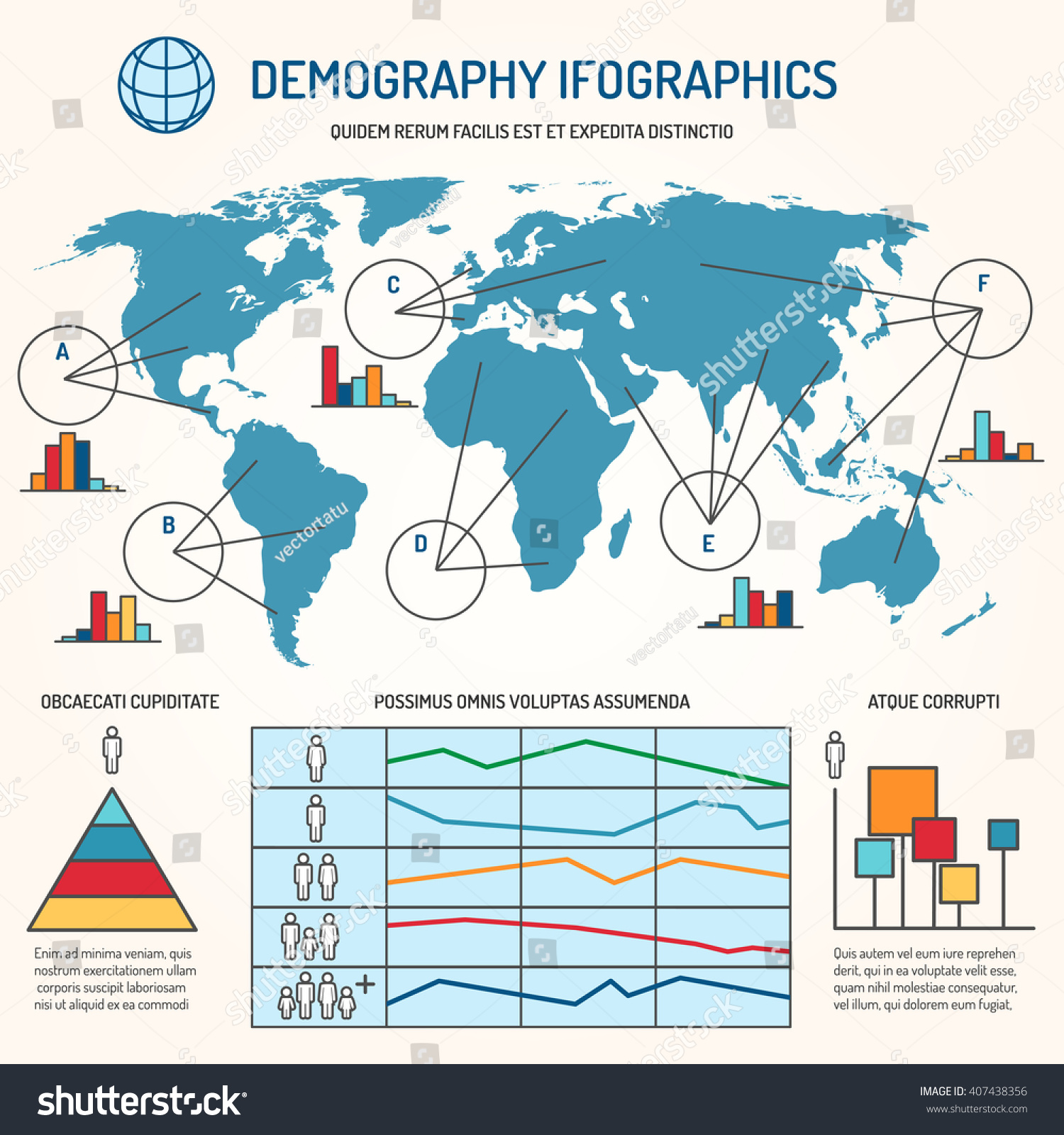 Demographic Infographics On World Map Vector Stock Vector (Royalty Free ...