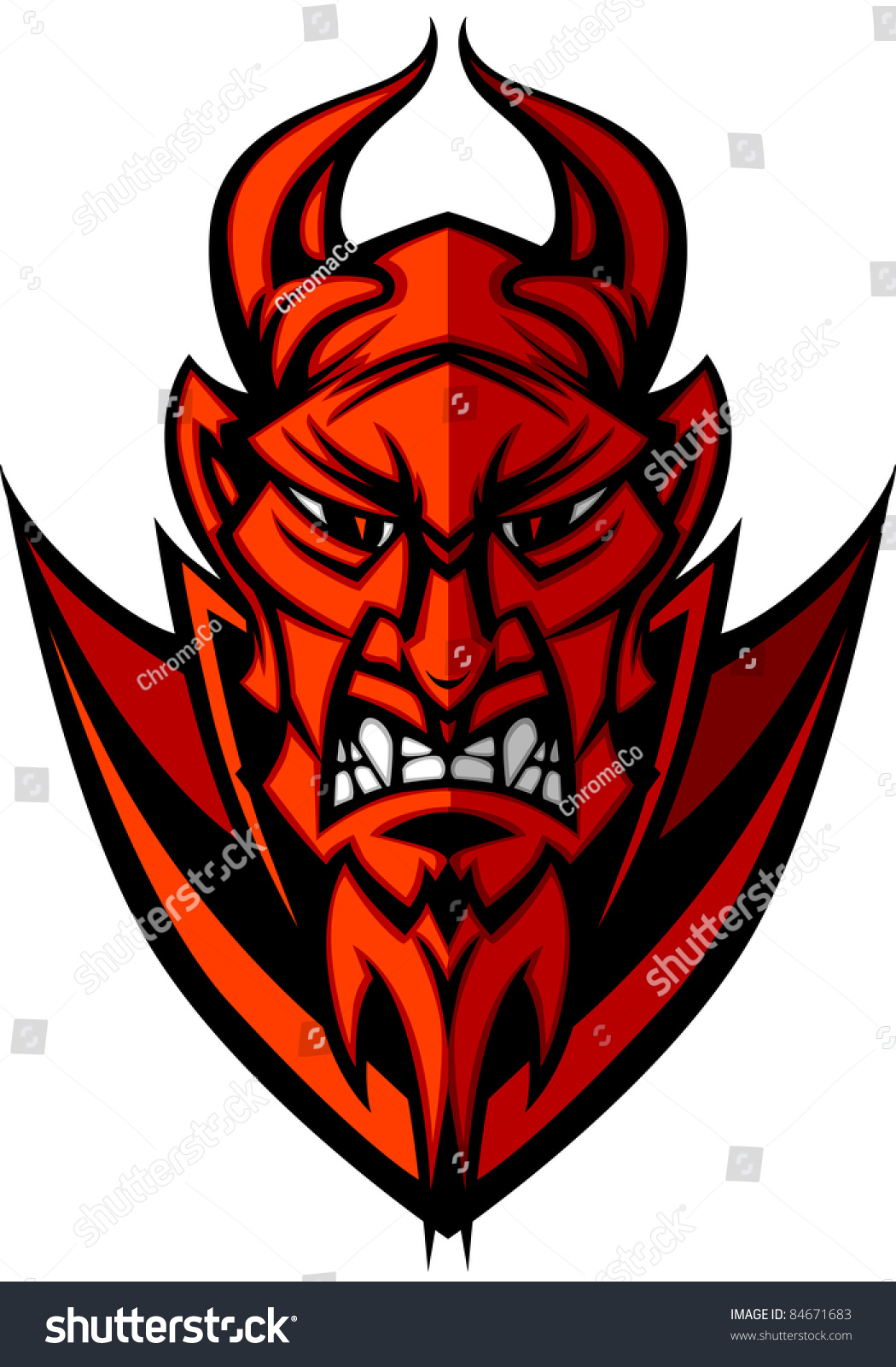 Vektor Stok Demon Devil Mascot Head Vector Illustration (Tanpa Royalti ...