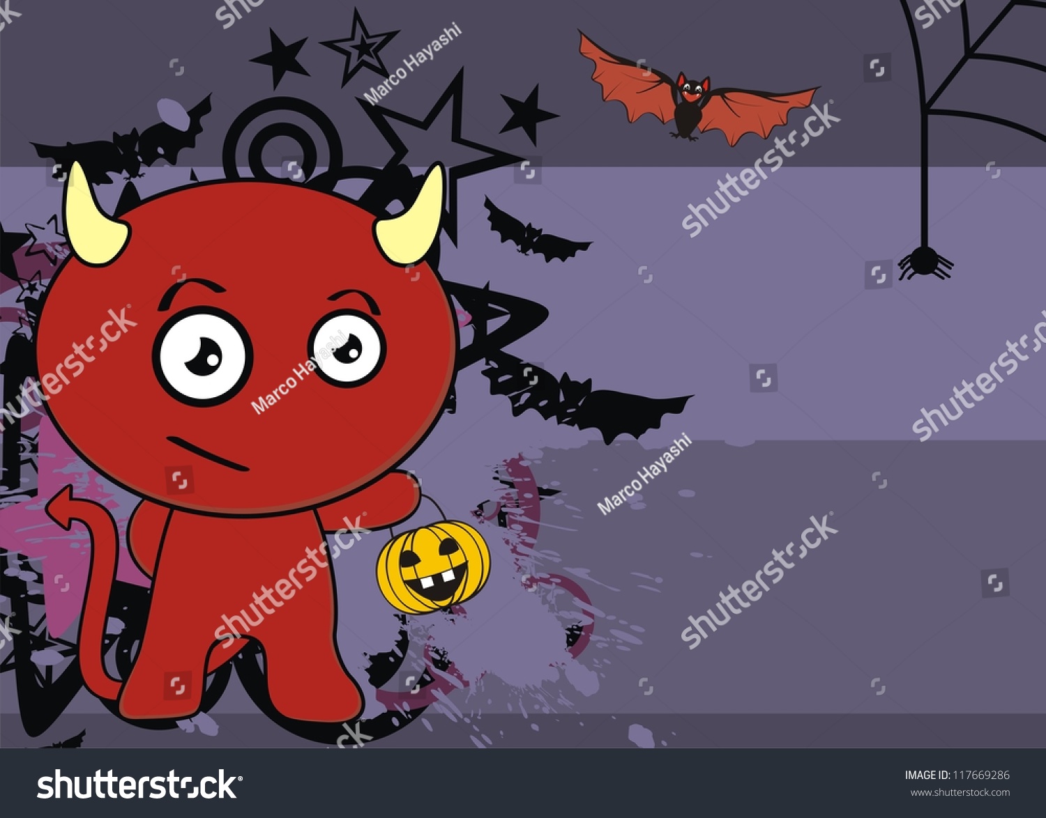 Demon Funny Cartoon Background Vector Format: vector de stock (libre de ...