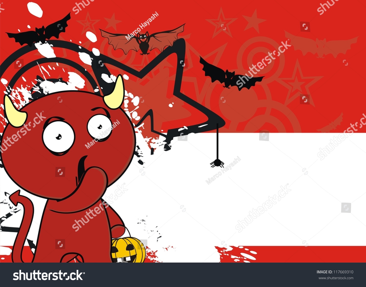 Demon Funny Cartoon Background Vector Format: vector de stock (libre de ...