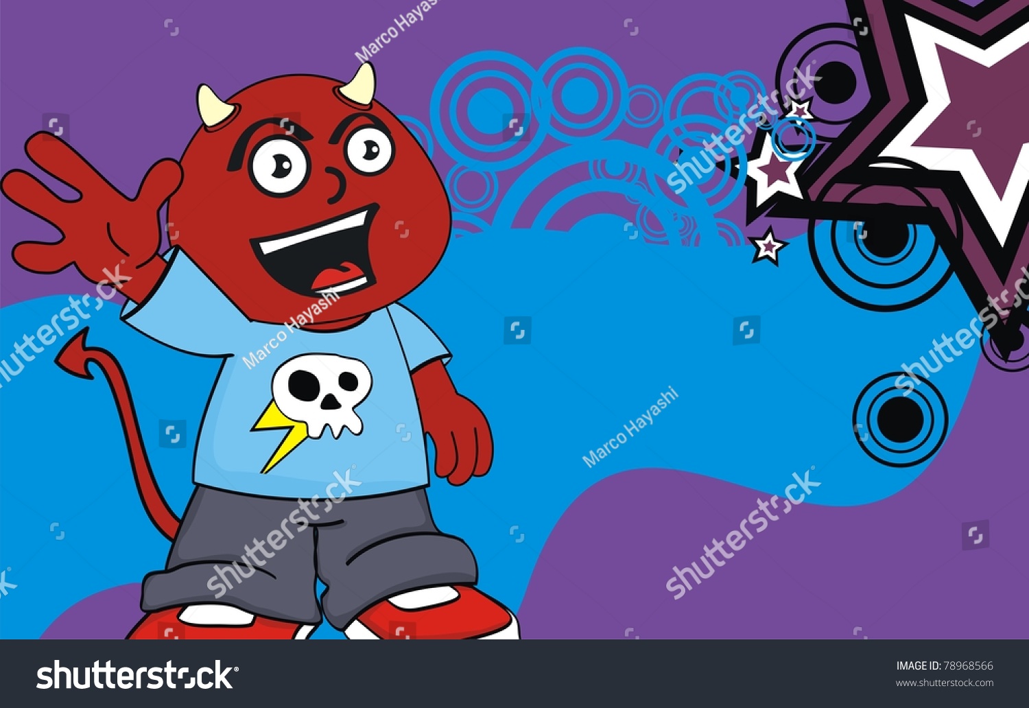 Demon Kid Cartoon Background Vector Format 스톡 벡터(로열티 프리) 78968566 ...