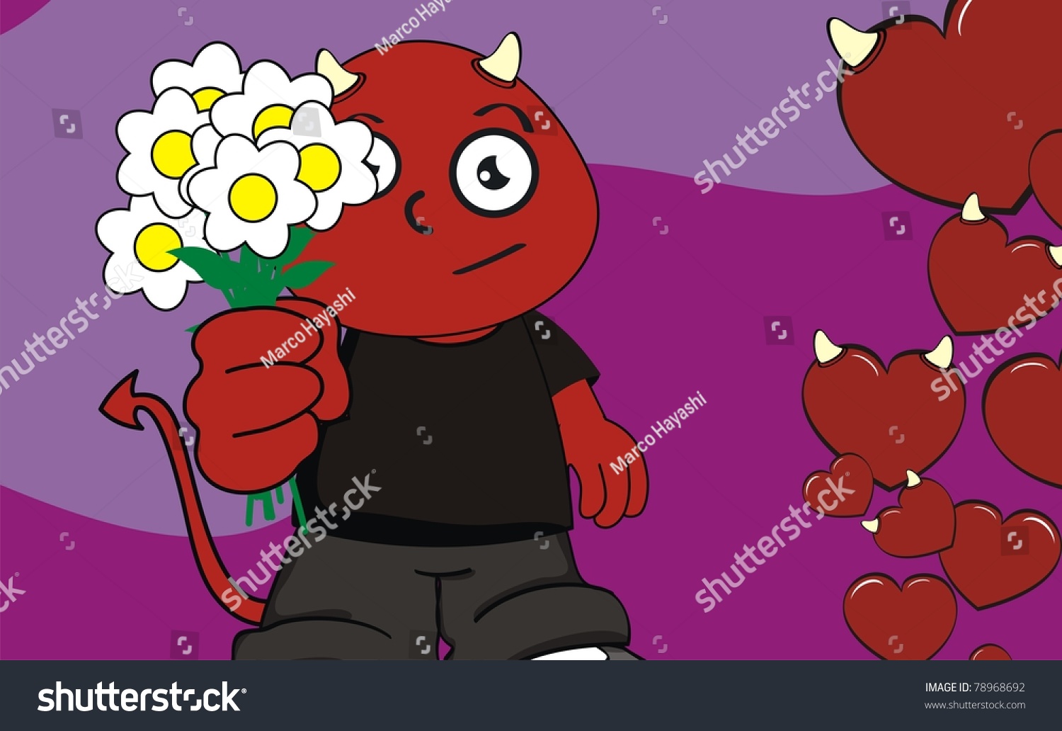 Demon Kid Cartoon Background Vector Format: เวกเตอร์สต็อก (ปลอดค่า ...