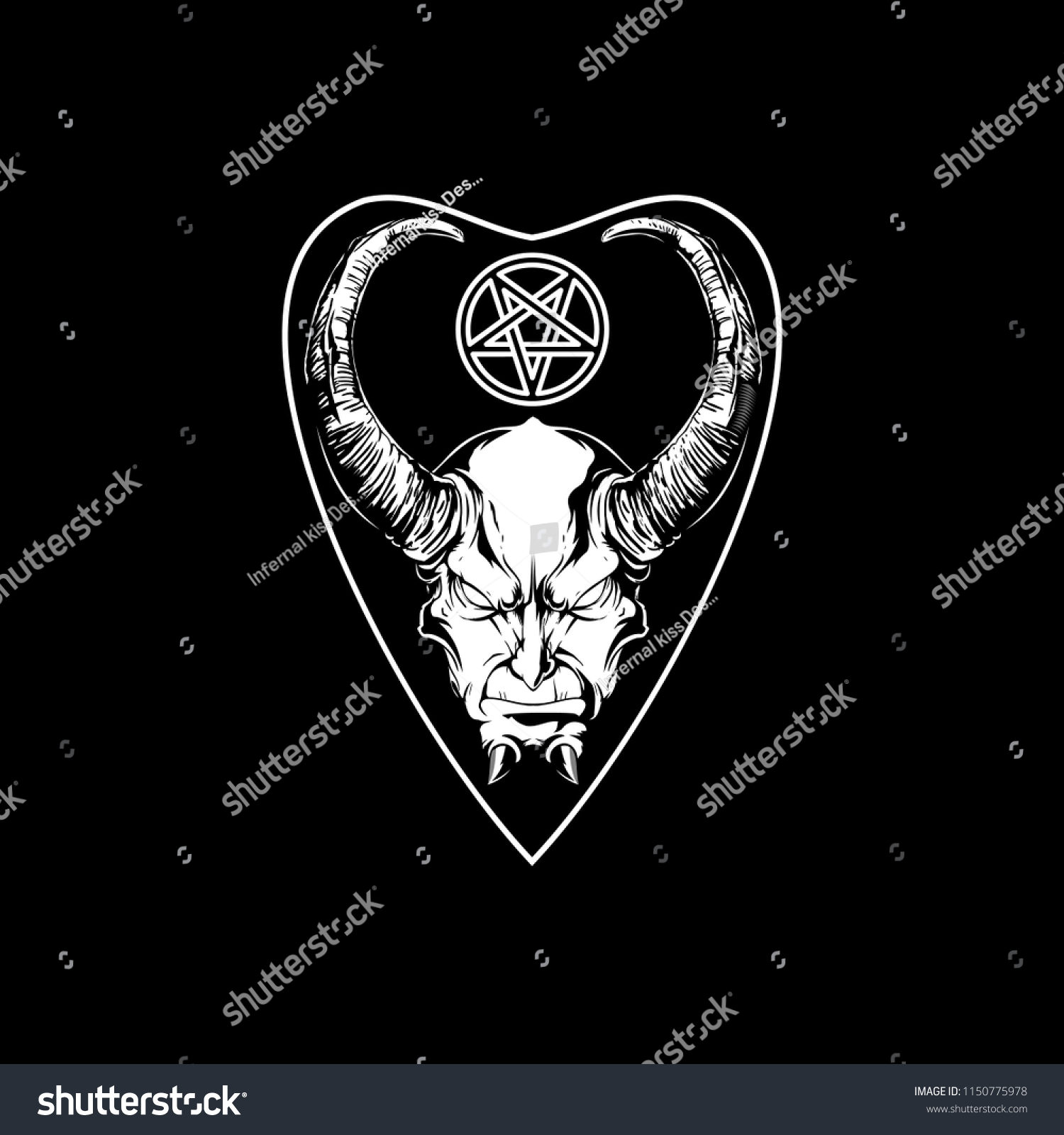 Demon Evil Head Pentagram Vector Template Stock Vector (Royalty Free ...