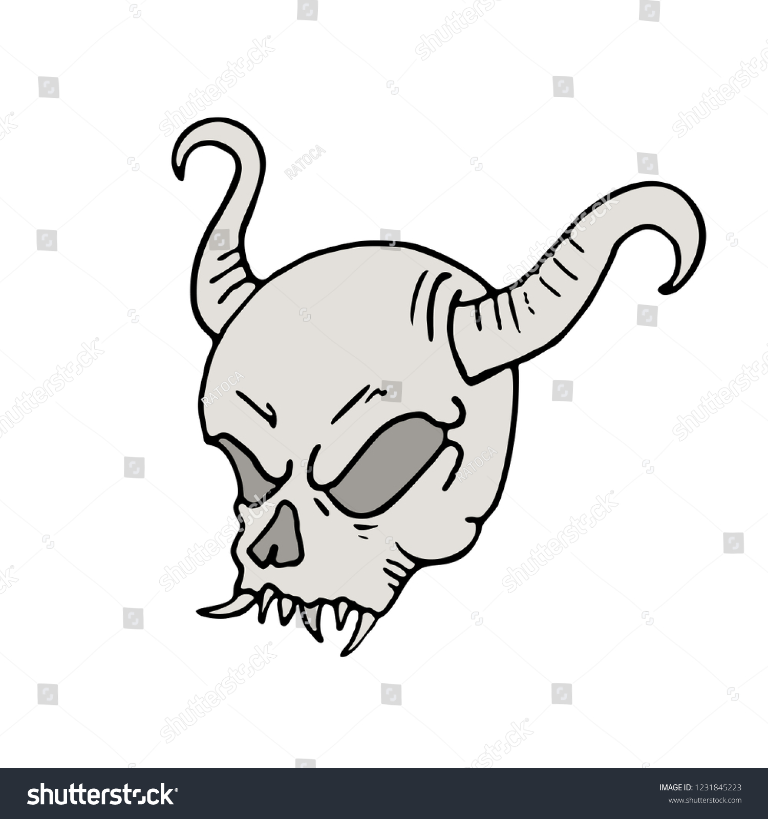 Demon Skull Draw Stock Vector (Royalty Free) 1231845223 | Shutterstock