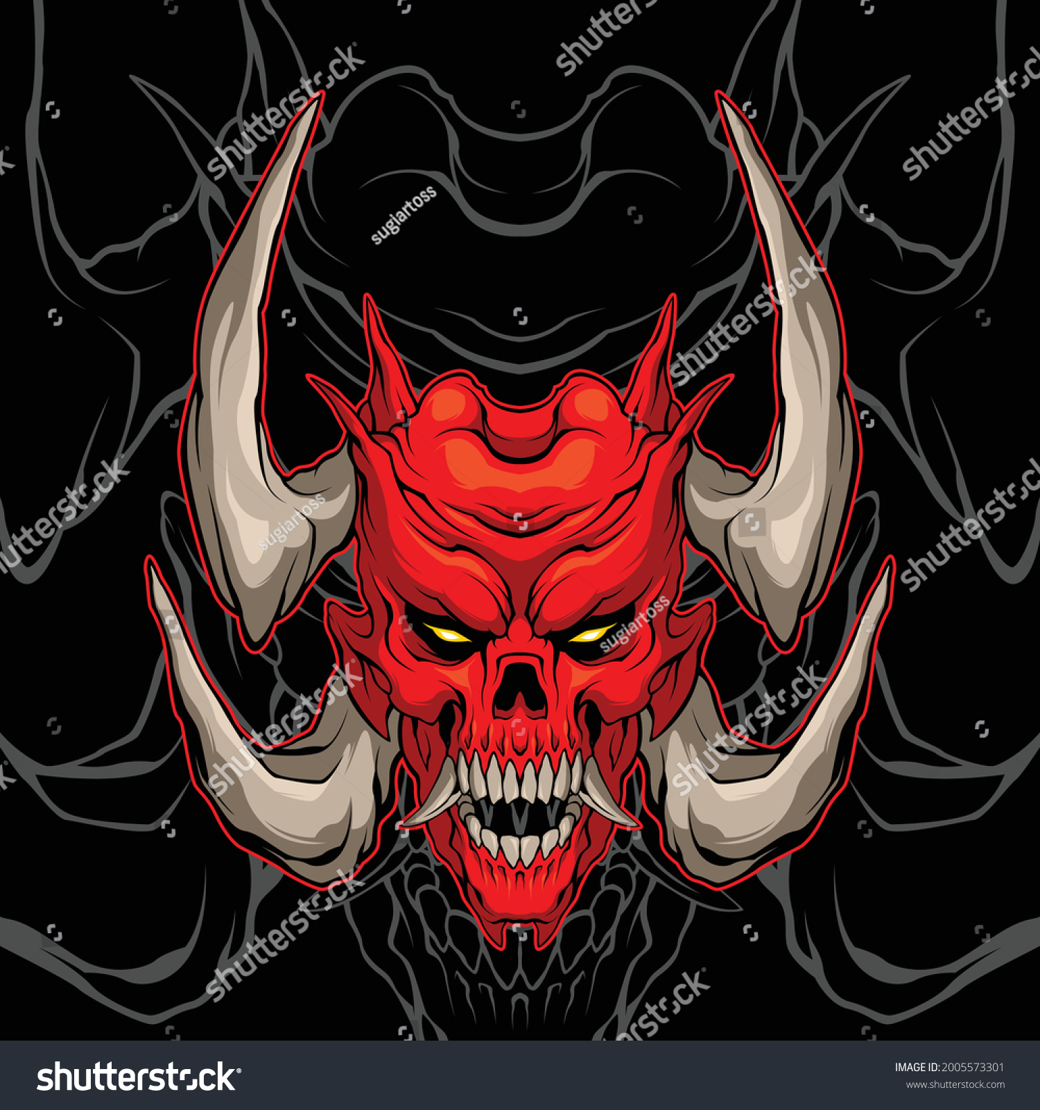 Demon Skull Vector Commercial Use Stock Vector (Royalty Free) 2005573301