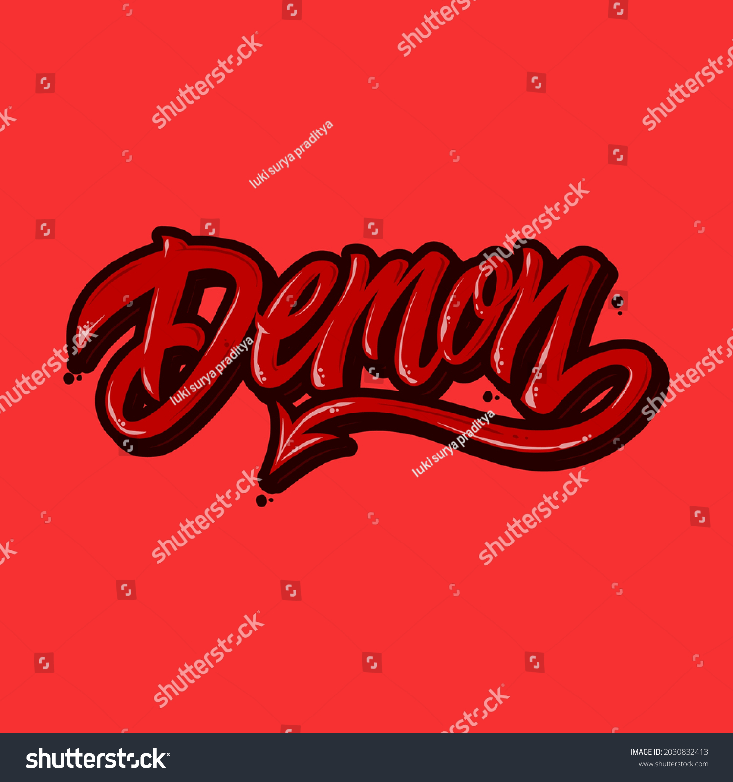 Demon Typography Lettering Vector Logo Stock Vector (Royalty Free ...