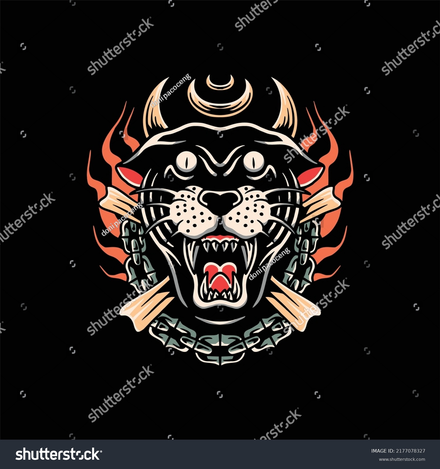 Demonic Panther Tattoo Vector Design Stock Vector (Royalty Free ...