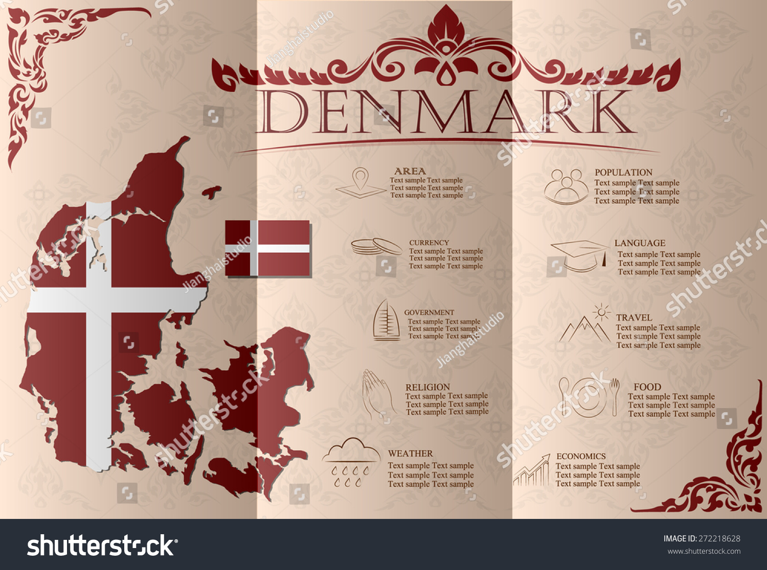 Denmark Infographics Statistical Data Sights Vector Stock Vector ...