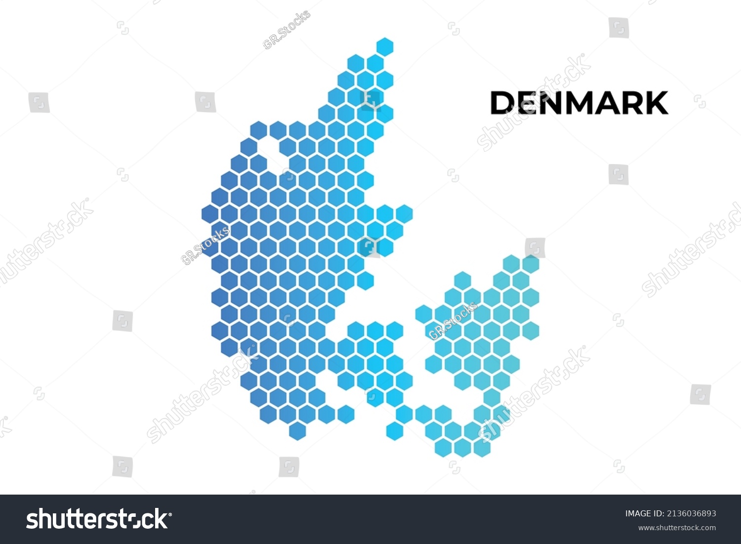 Denmark Map Digital Hexagon Shape On Stock Vector (Royalty Free ...