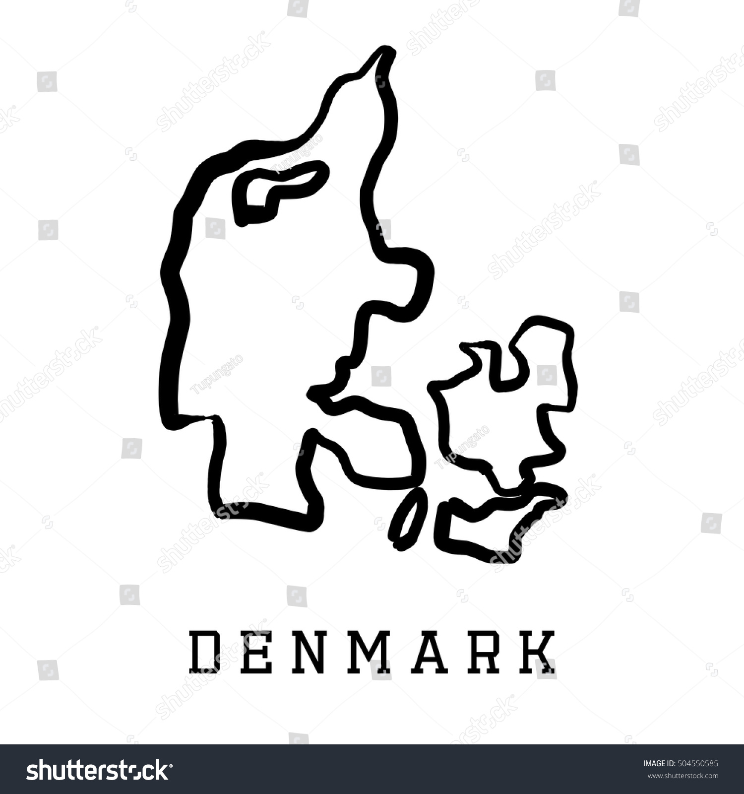 Denmark Map Outline Smooth Country Shape Stock Vector 504550585 ...