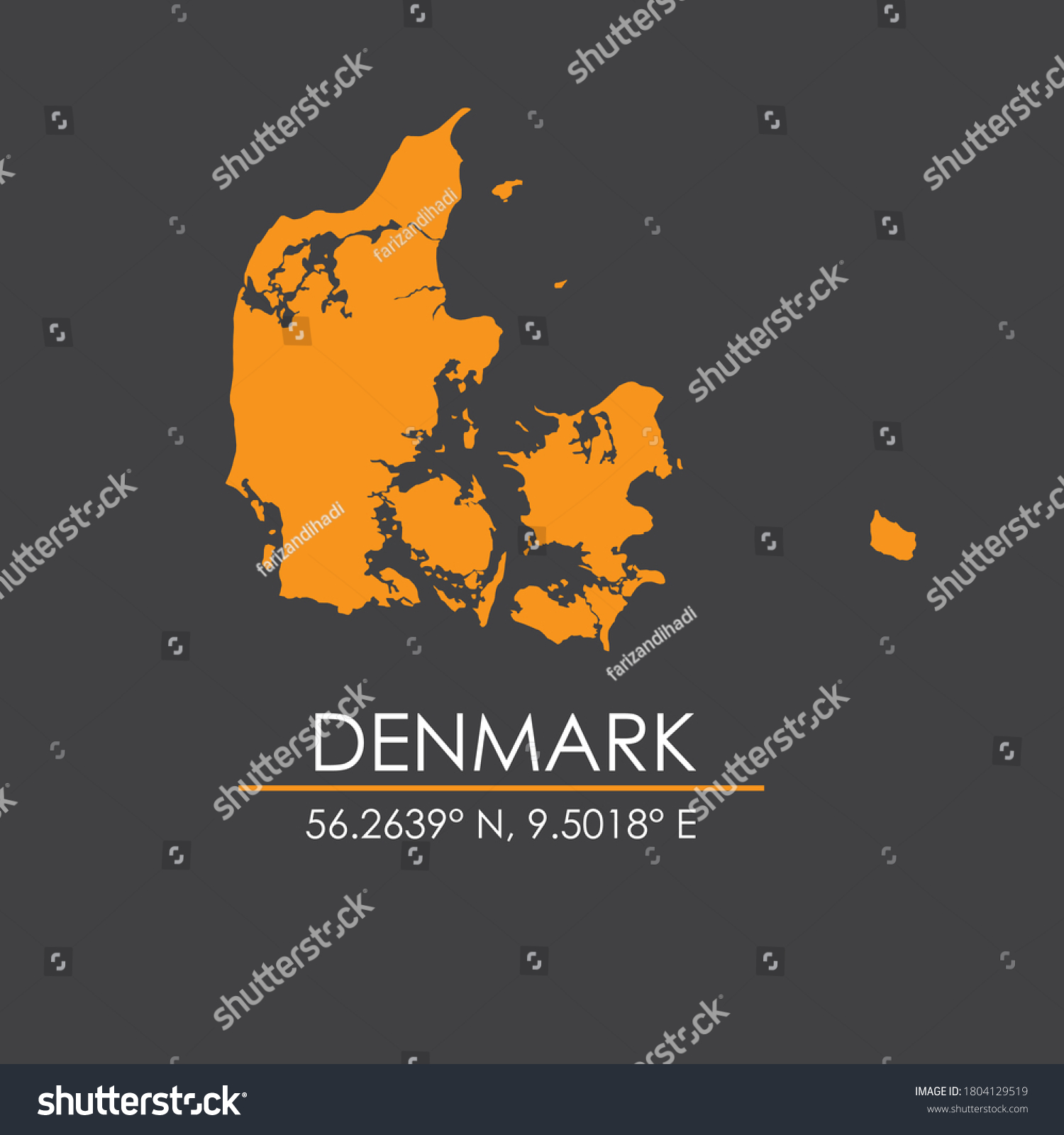 Denmark Map Vector Coordinate Isolated Dark Stock Vector (Royalty Free ...