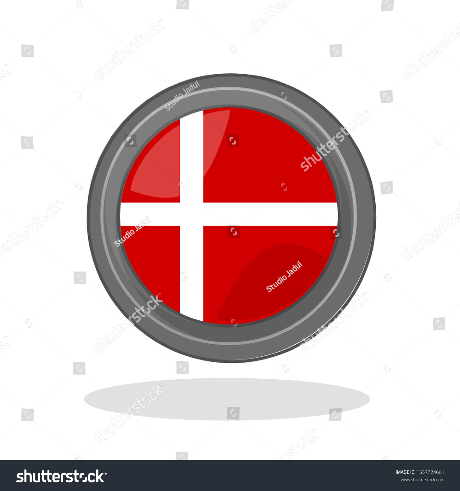 Denmark National Icon Flag Rounded 3d Stock Vector (Royalty Free ...
