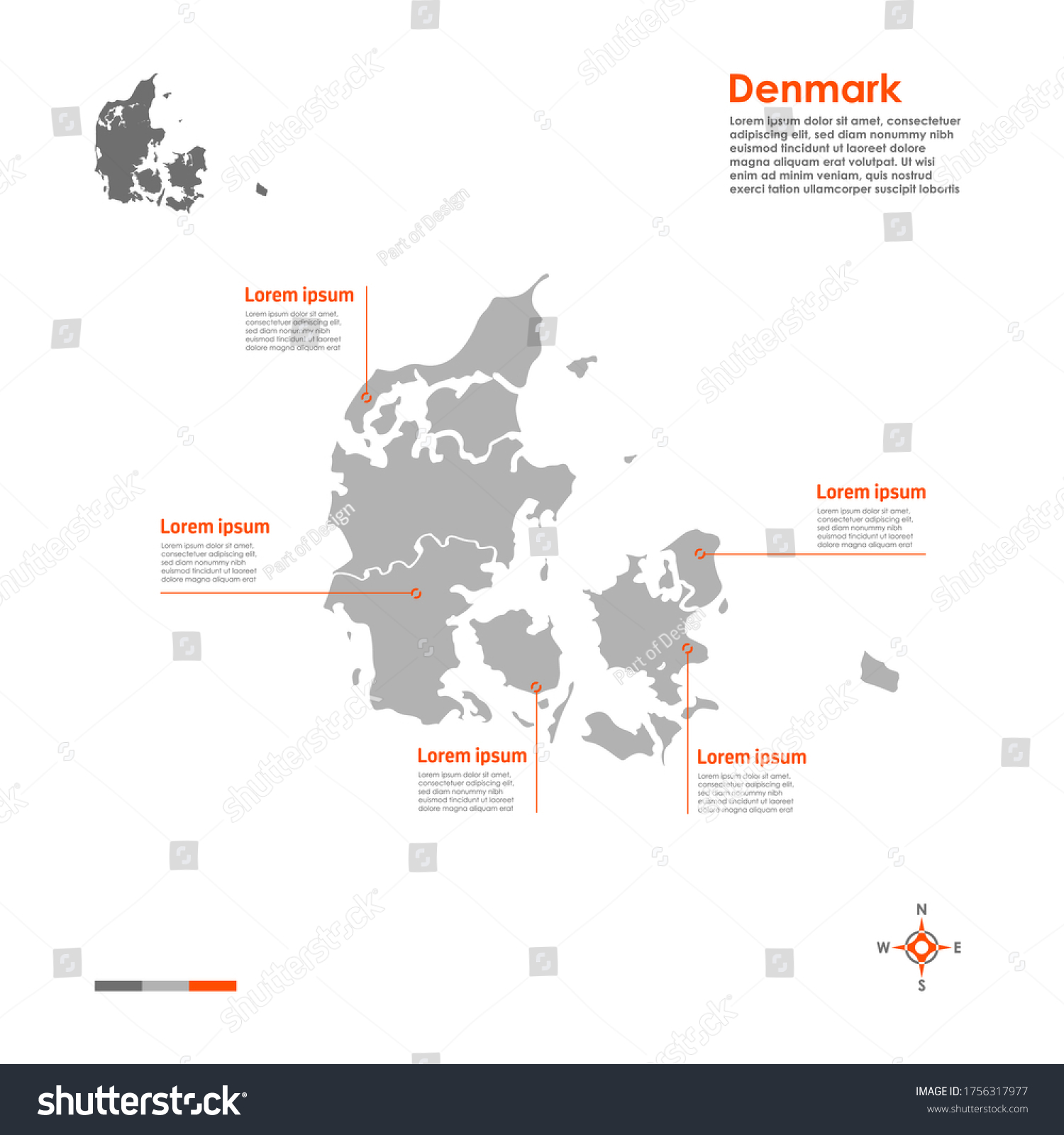 Denmark Regions Vector Map On White Stock Vector (Royalty Free ...