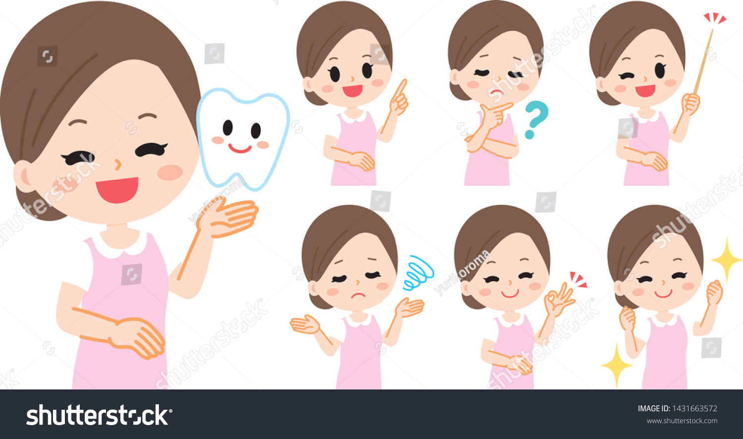 Dental Hygienist Woman Illustration Set Stock Vector Royalty Free 1431663572 Shutterstock