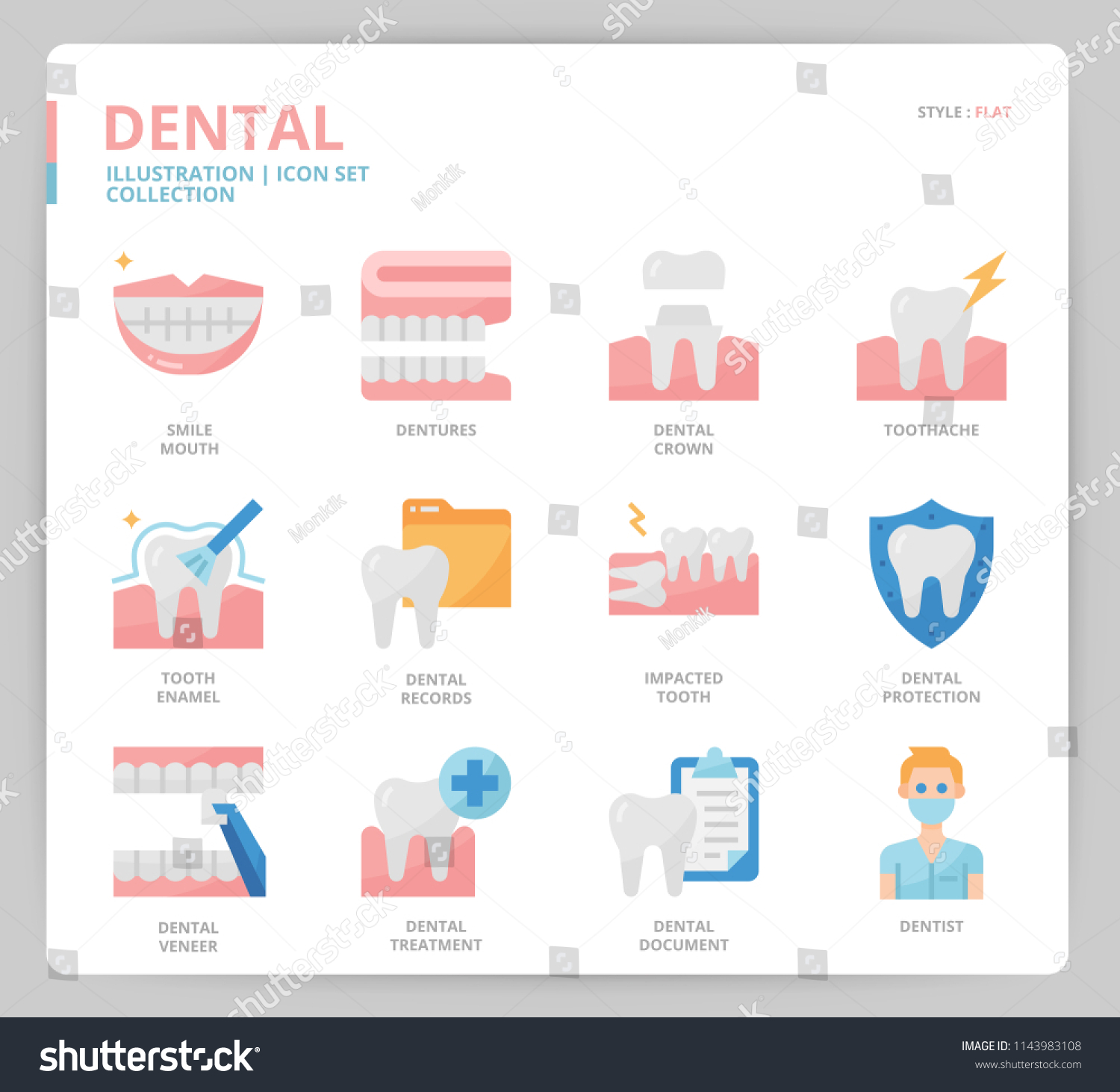 Dental Icon Set Stock Vector (Royalty Free) 1143983108 | Shutterstock