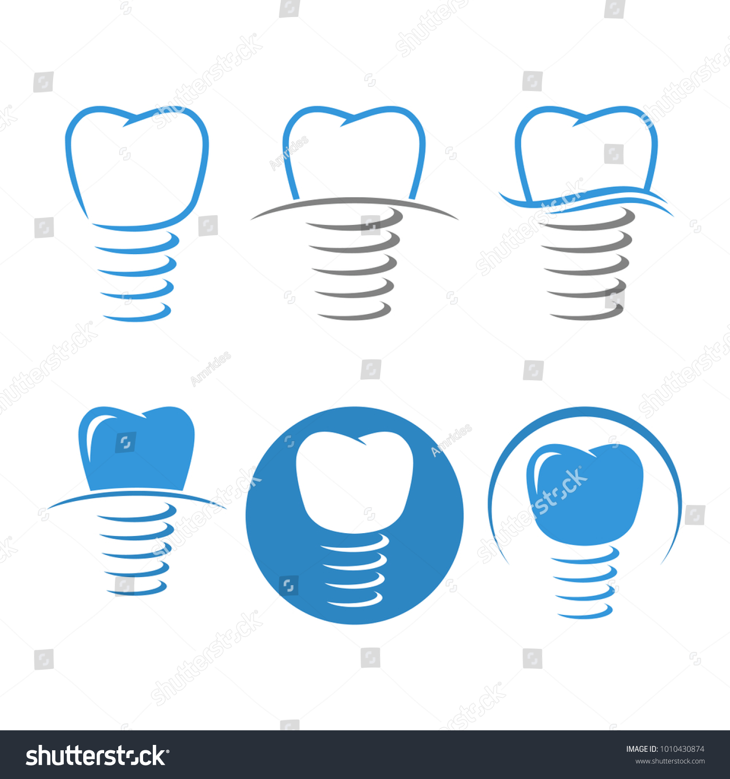 Dental Implant Logo Design Vector Set Stock Vector (Royalty Free ...