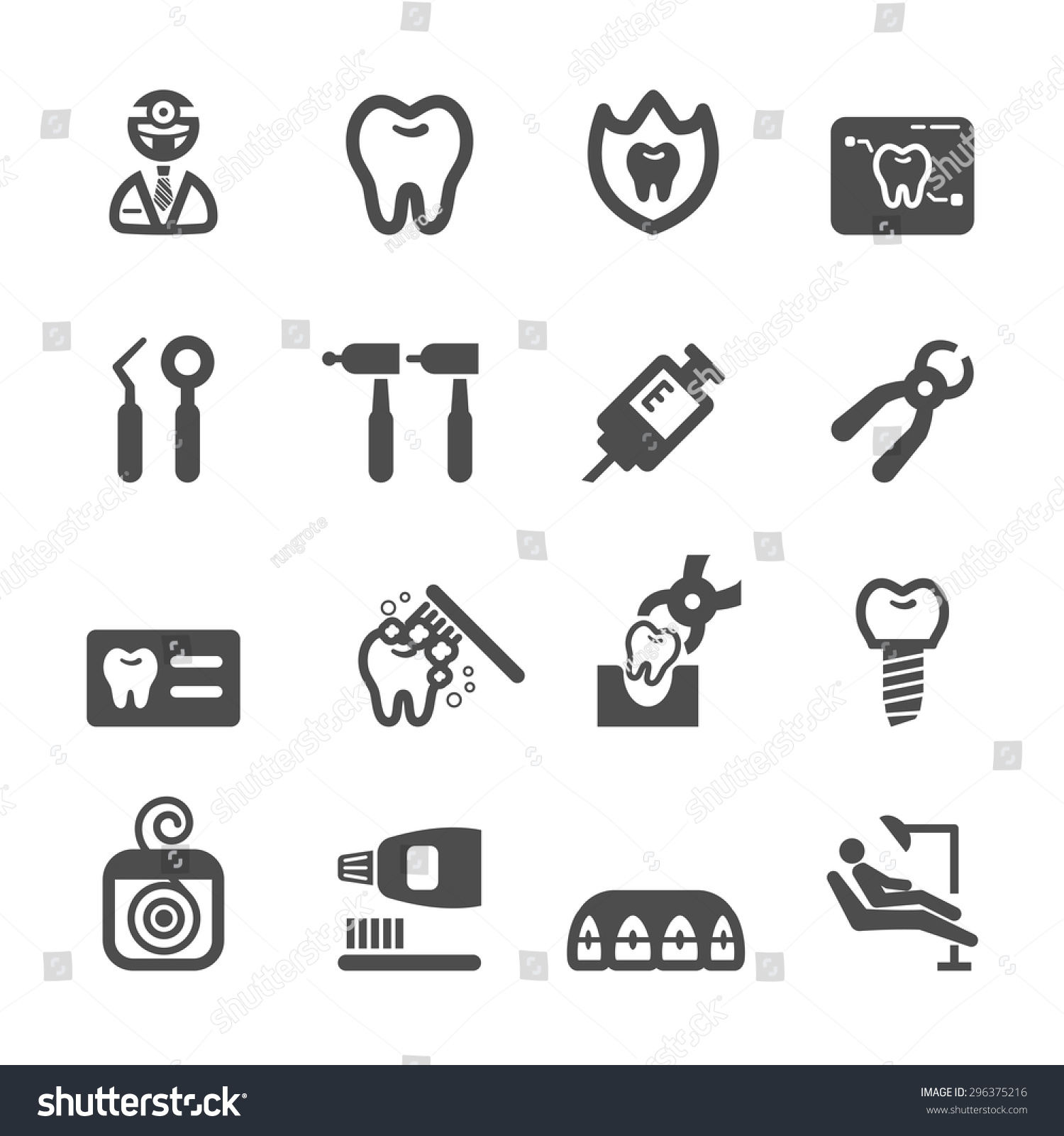 Dentist Icon Set Vector Eps10 Stock Vector 296375216 - Shutterstock