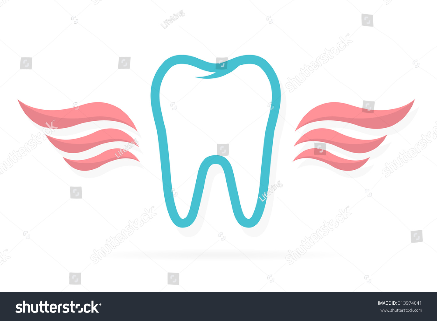 Dentist Logo Tooth Wings: vector de stock (libre de regalías) 313974041